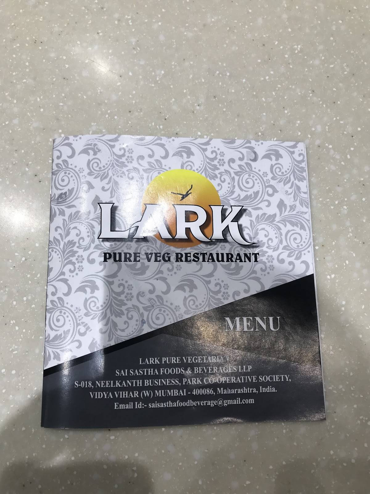 Menu at Lark (Pure Veg Restaurant), Mumbai
