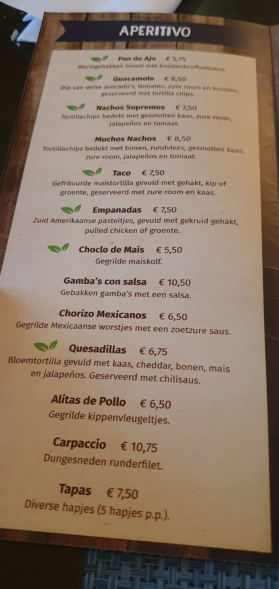 Menu au Las Banderas, De Lutte