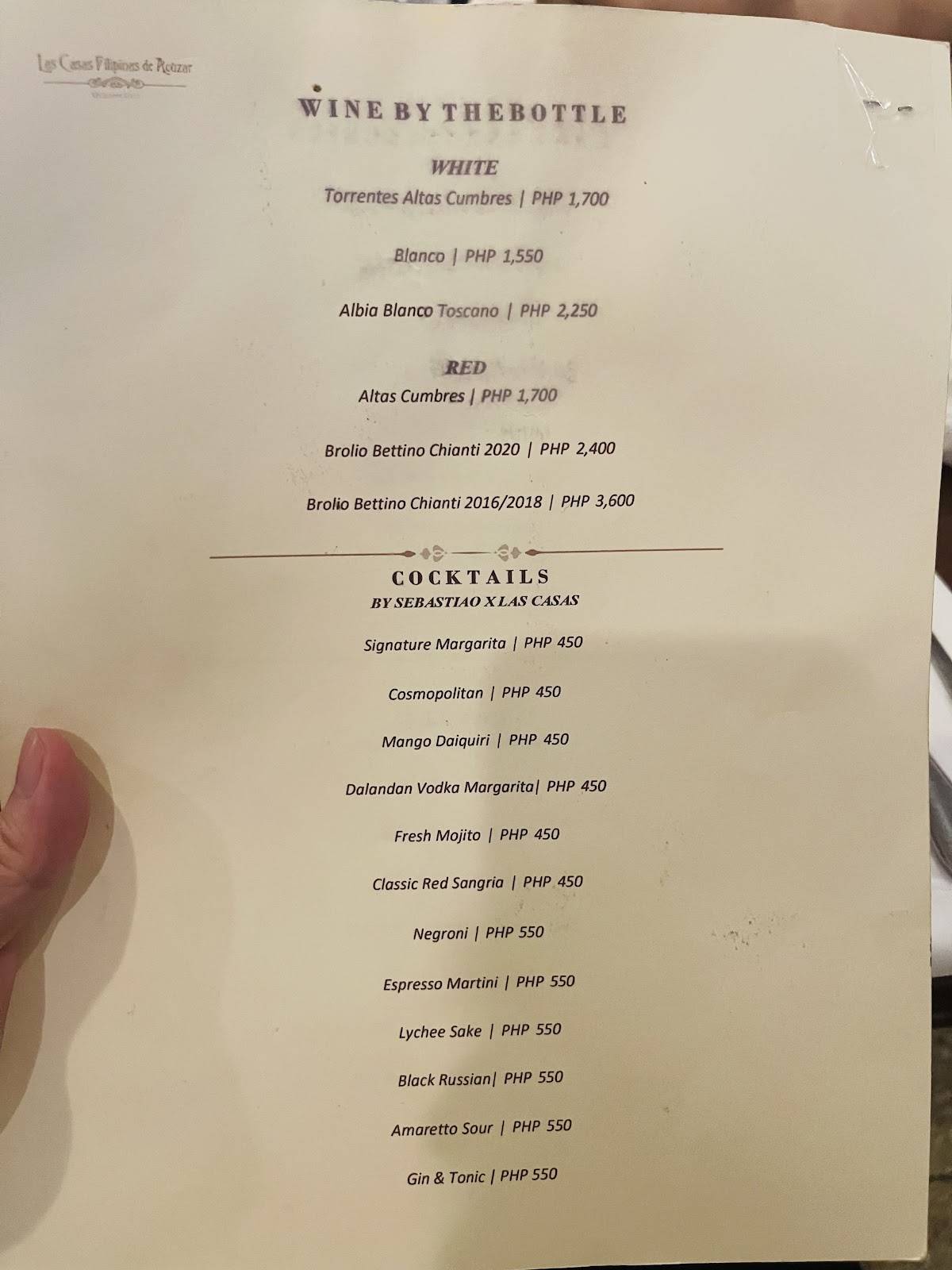 Menu at Las Casas Filipinas de Acuzar Quezon City restaurant, Quezon City