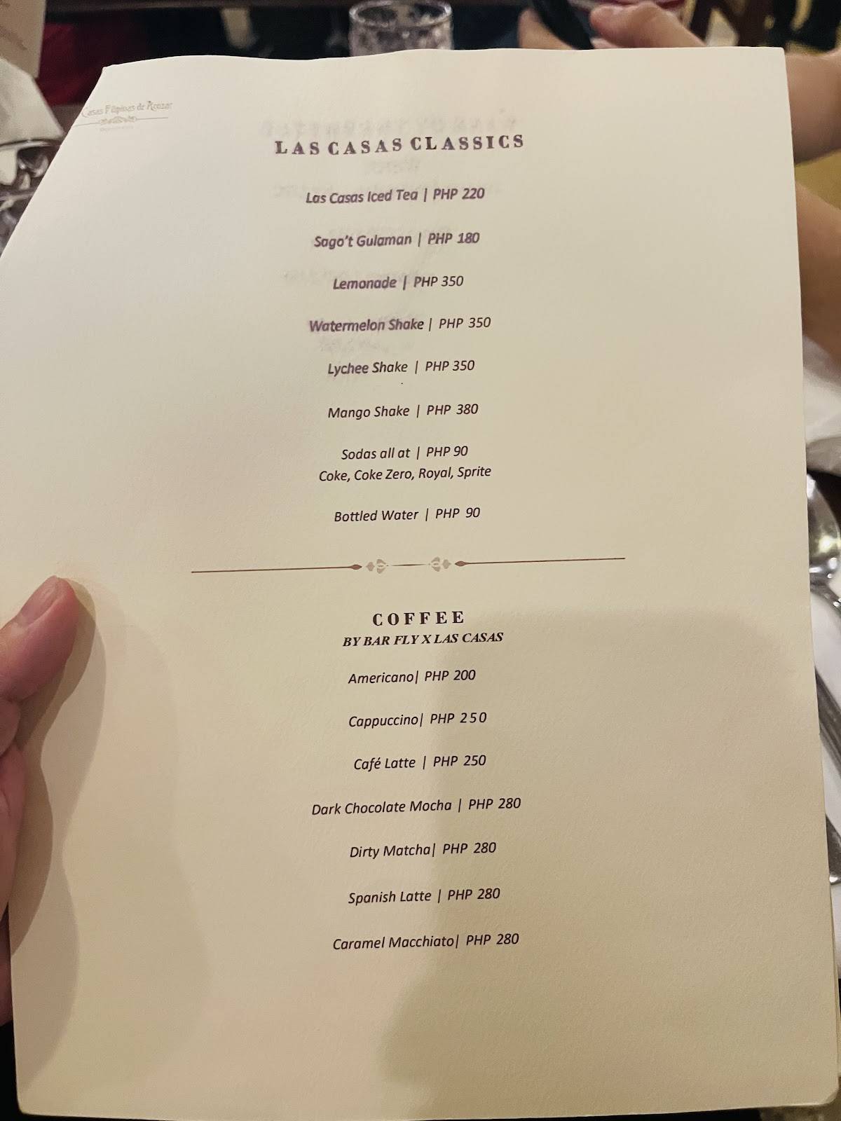 Menu at Las Casas Filipinas de Acuzar Quezon City restaurant, Quezon City