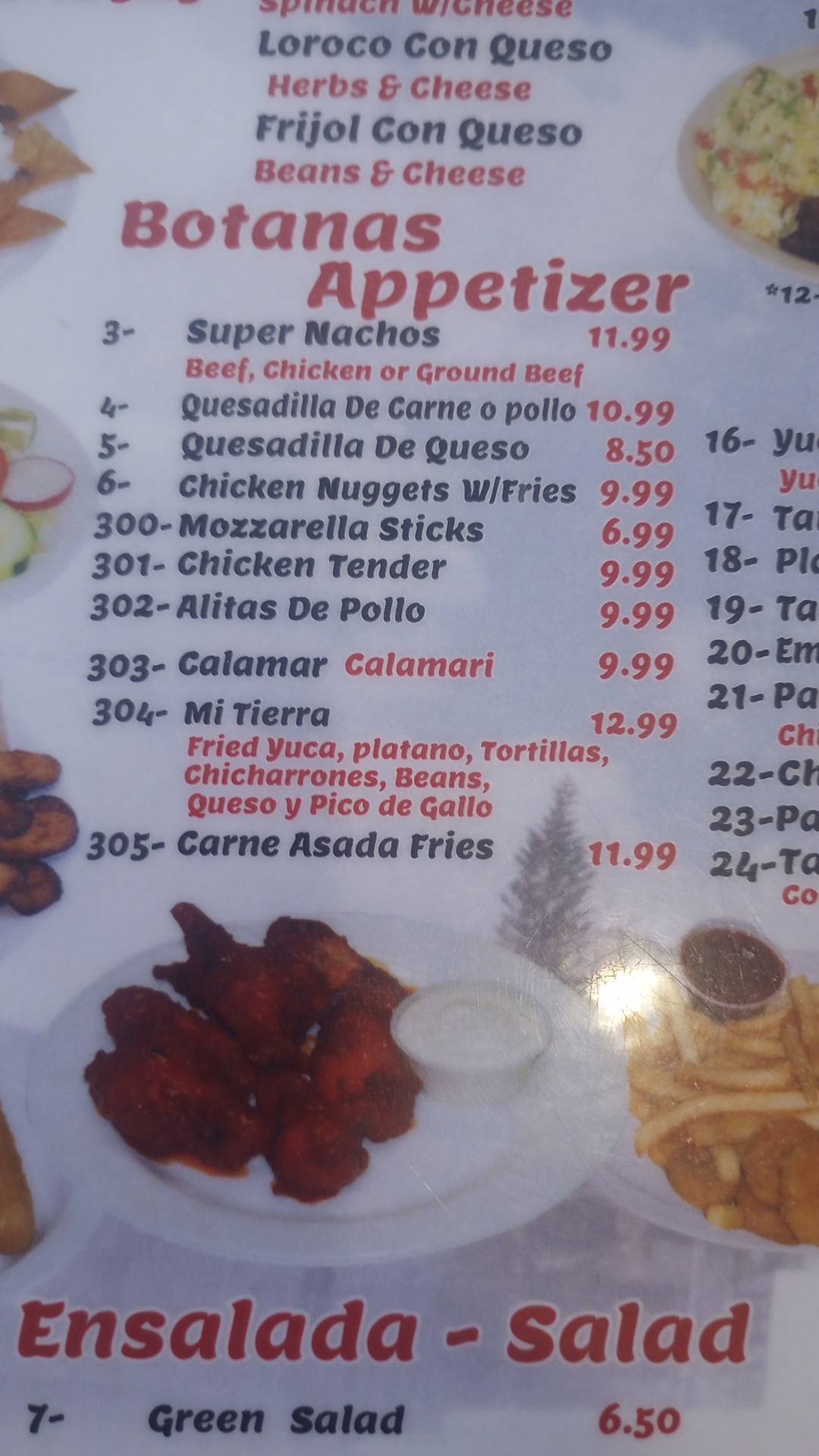 Menu at Las Pupusas Restaurant, Las Vegas, S Valley View Blvd