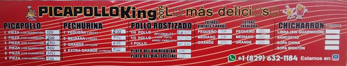 Menu at Pica Pollo King restaurant, Las Terrenas
