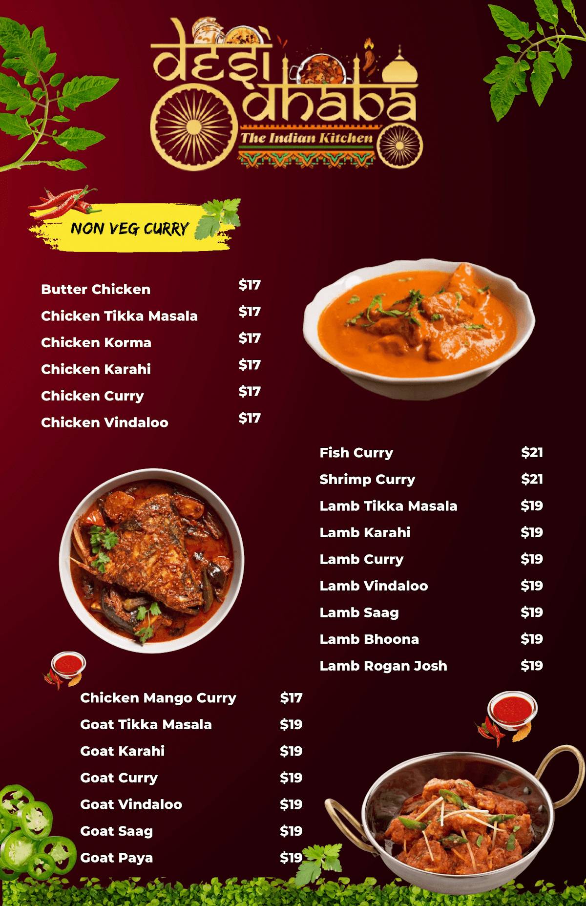 Menu at Desi Dhaba : The Indian Kitchen desserts, Las Vegas