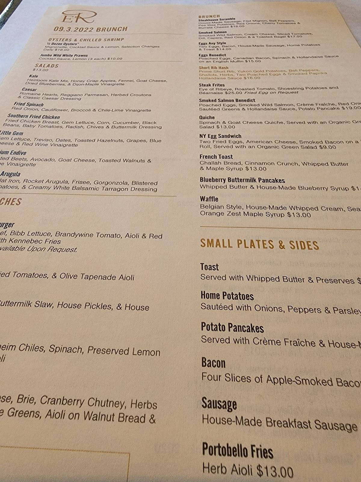 Menu at Echo & Rig steakhouse, Las Vegas