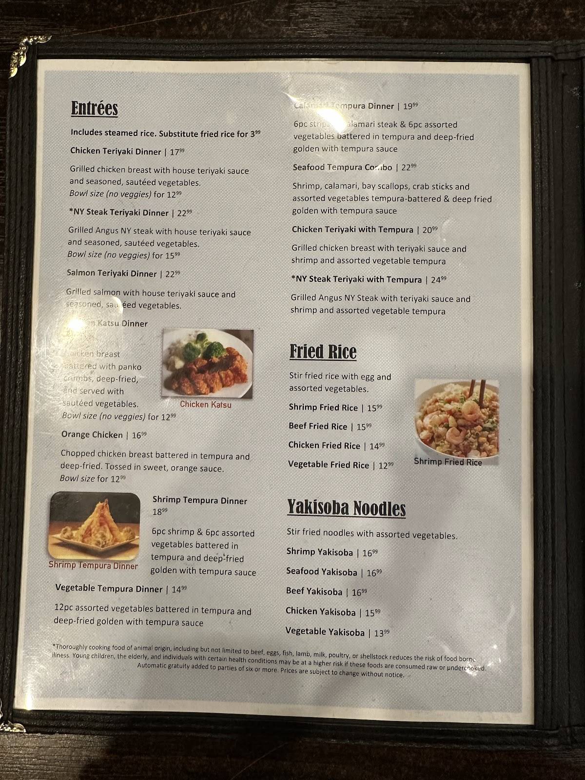 Menu at Minato Japanese & Korean Restaurant, Laughlin