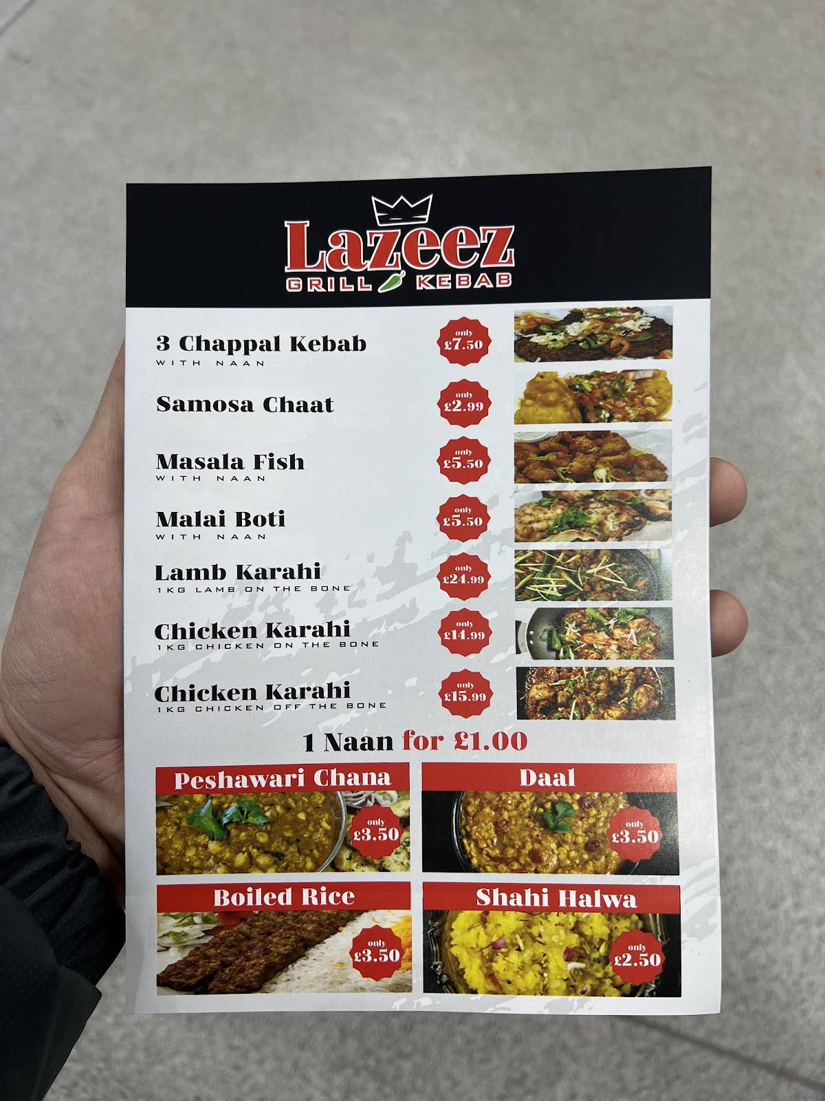 Menu at Lazeez, Nelson