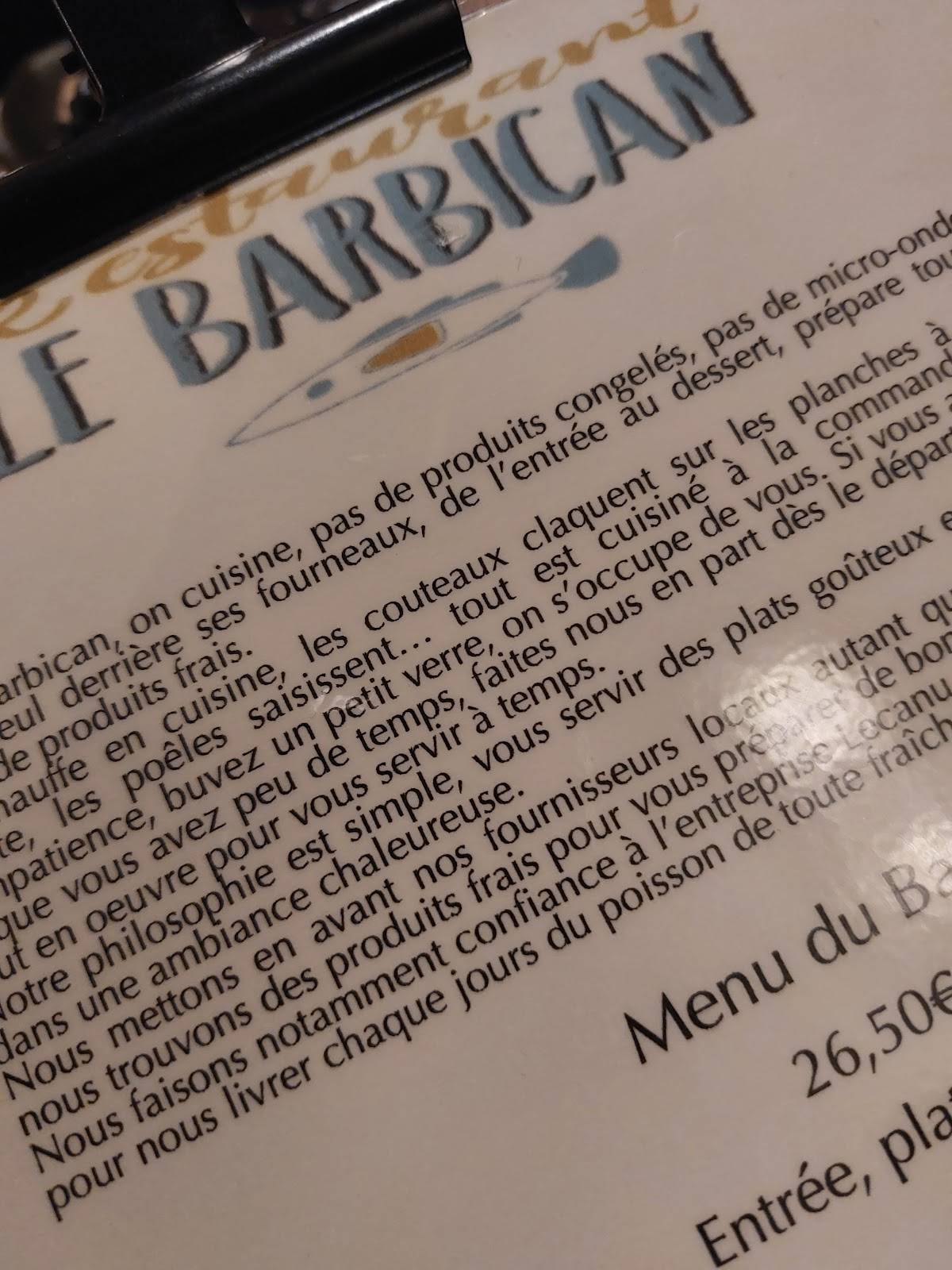 Menu au Le Barbican, Fécamp