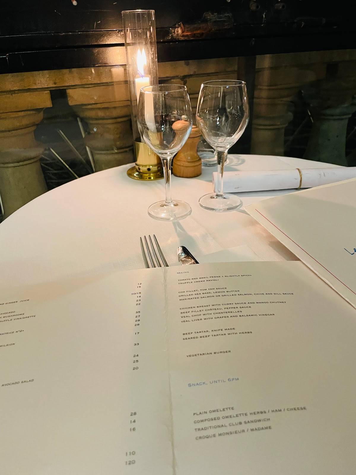 Menu at Le Café Marly, Paris, 93 Rue de Rivoli
