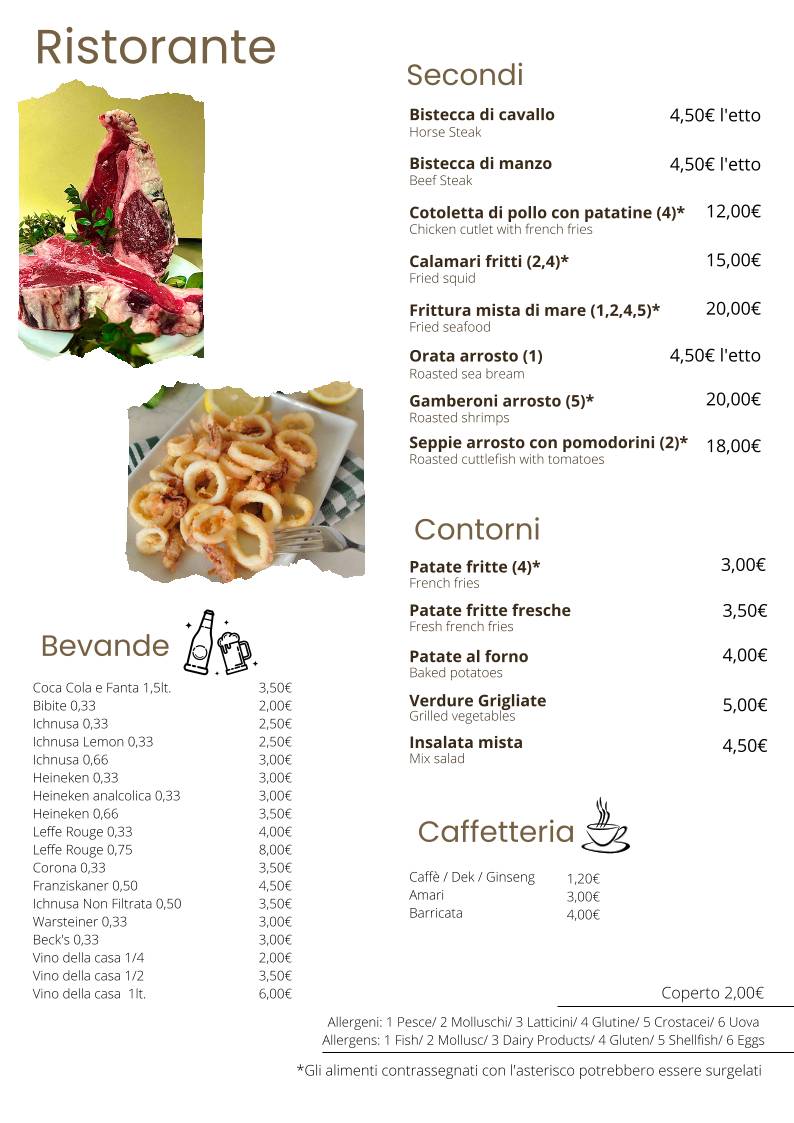 Menu da Ristorante Pizzeria Le Camelie, Quartu Sant'Elena