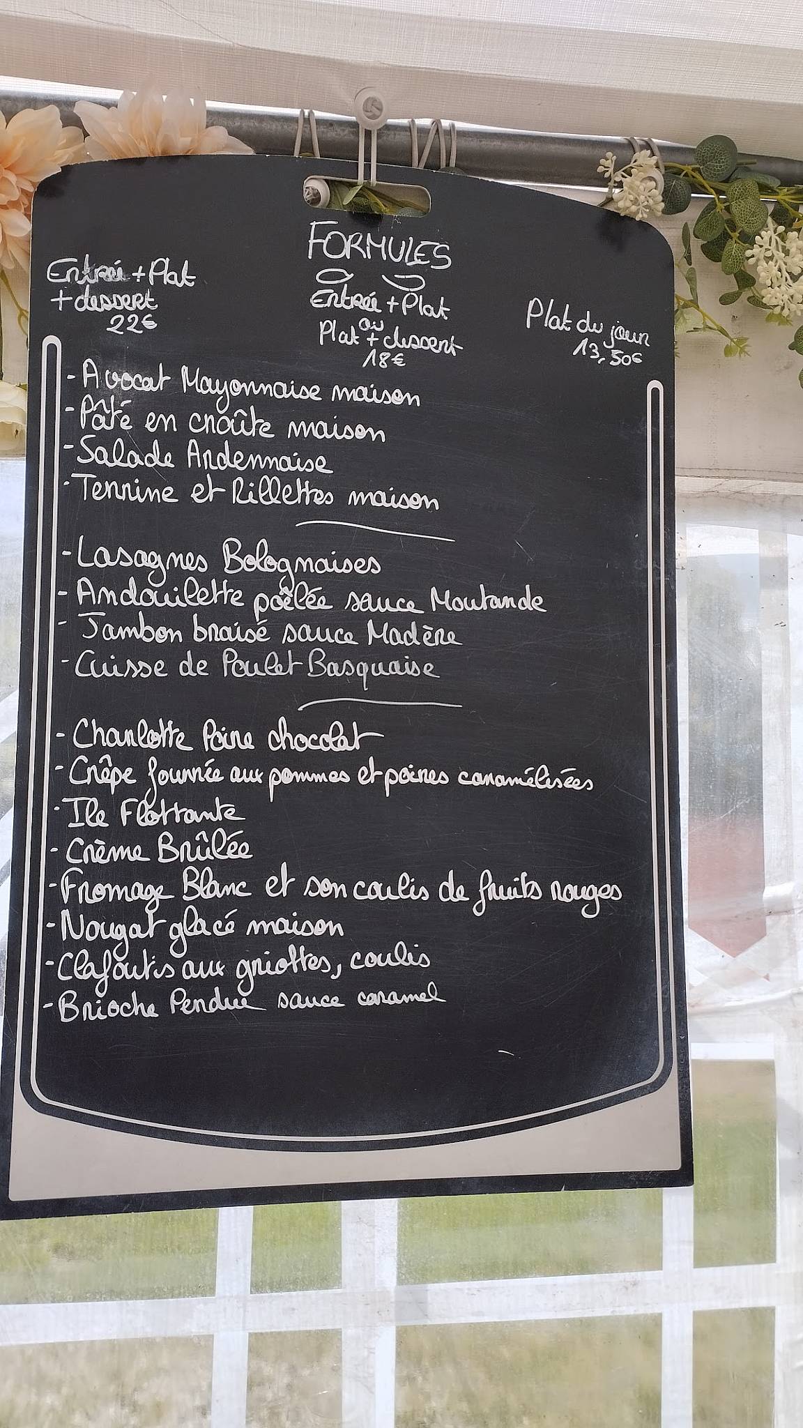 Menu au Le Christina restaurant, Bazancourt