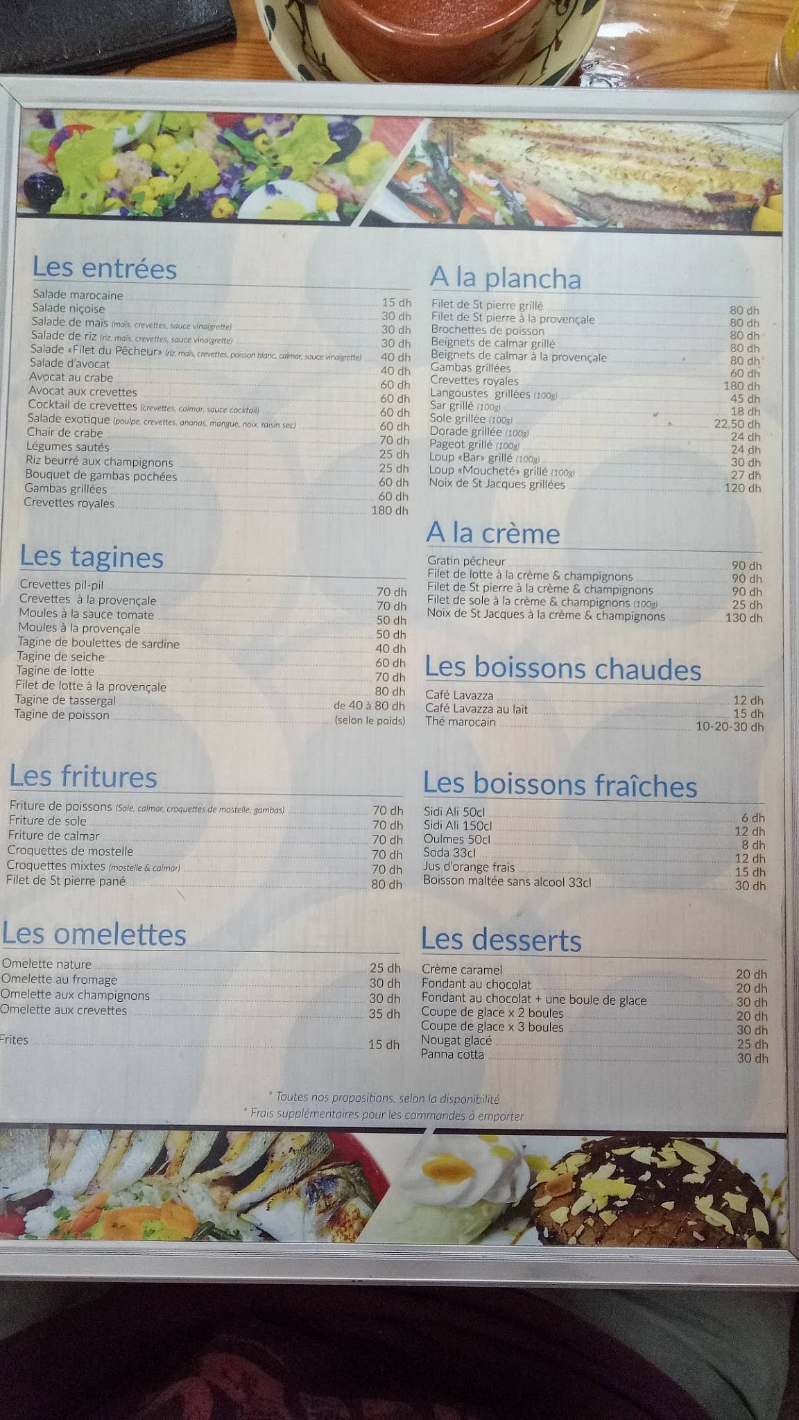 Speisekarte von Le Filet du Pêcheur restaurant, Safi