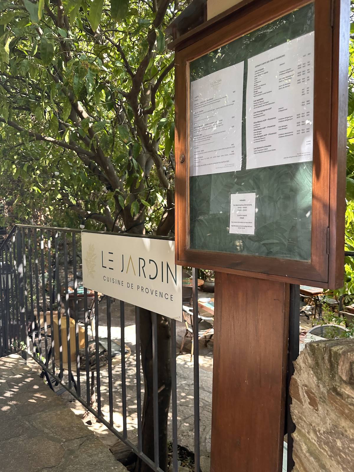 Menu au Le Jardin Restaurant, Bormes-les-Mimosas