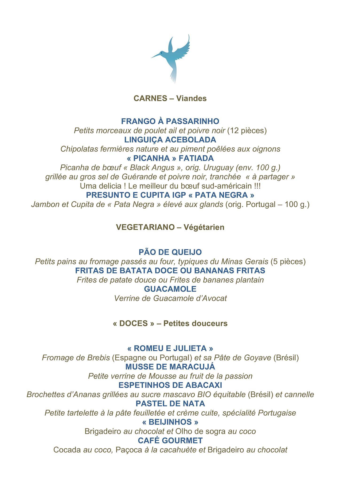 Menu au Le Pain de Sucre - Boteco restaurant, Lyon, 81 rue Masséna
