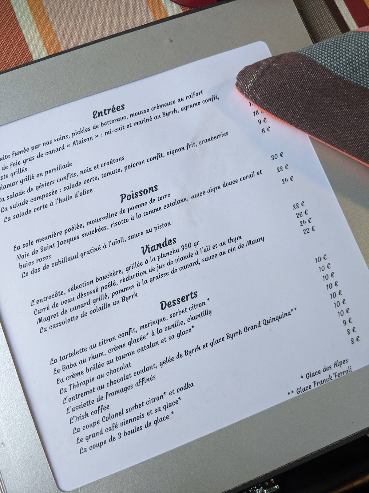 Menu au Le Patio Catalan restaurant, Thuir