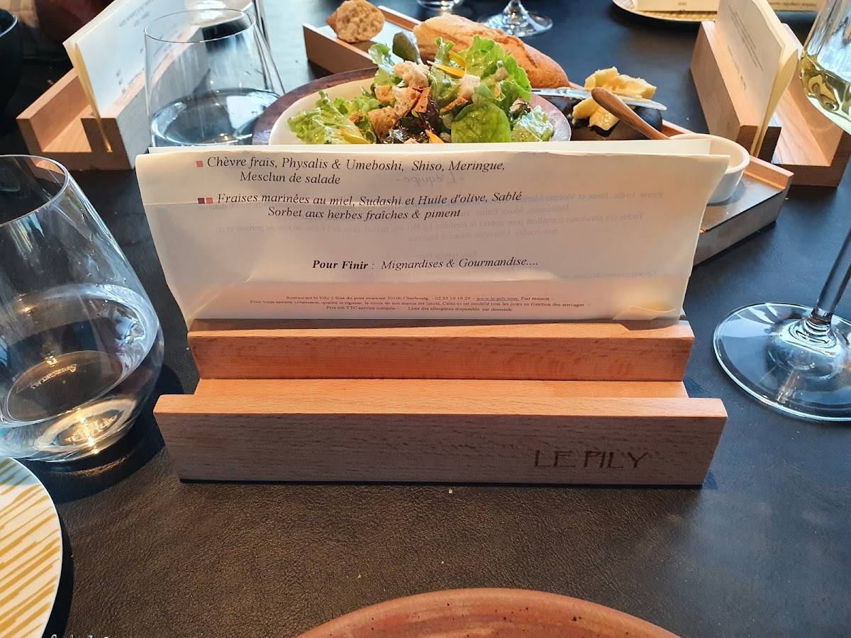 Menu at Le Pily restaurant, Cherbourg