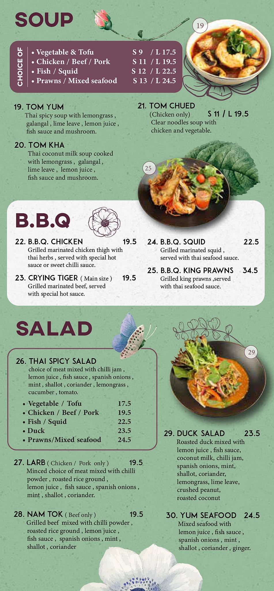 Menu at Le Rose Thai Cuisine restaurant, Tarrawanna
