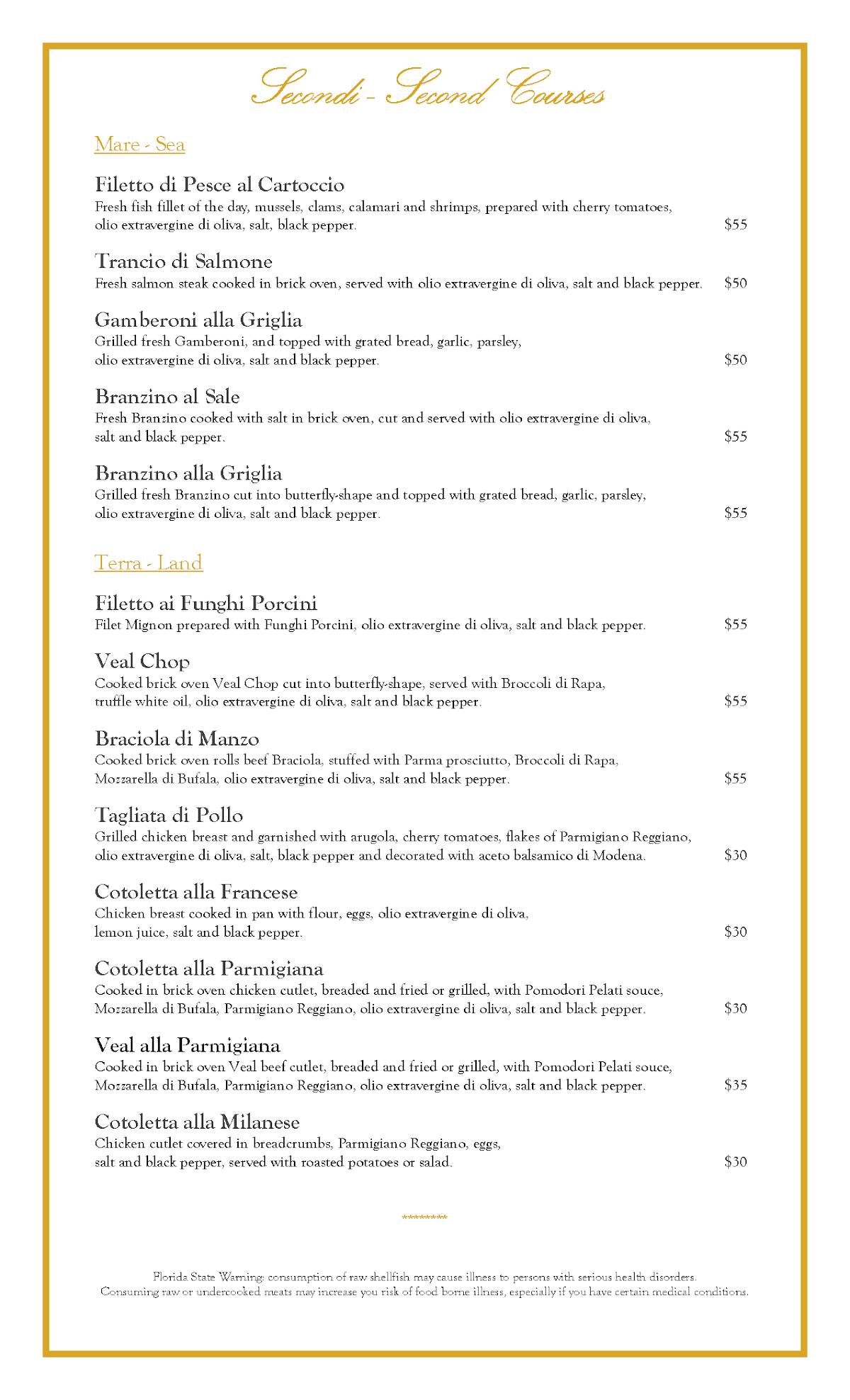 Menu at Le Sorelle Restaurant Boca Raton, Boca Raton