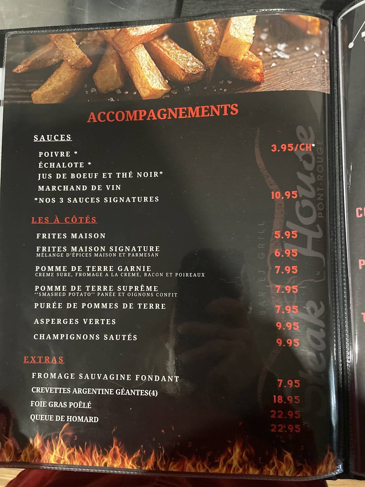 Menu au Le Steak House Pont Rouge pub et bar, Pont-Rouge