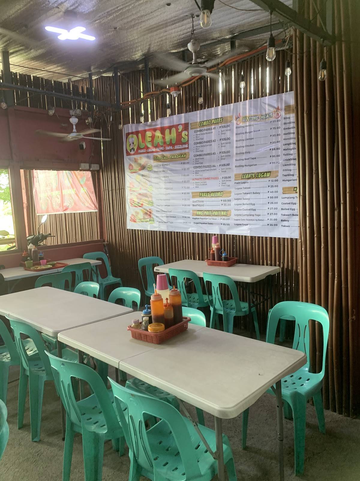 Menu at Leah's PARES LUGAW MAMI TAPA SIZZLING pulong gubat branch ...