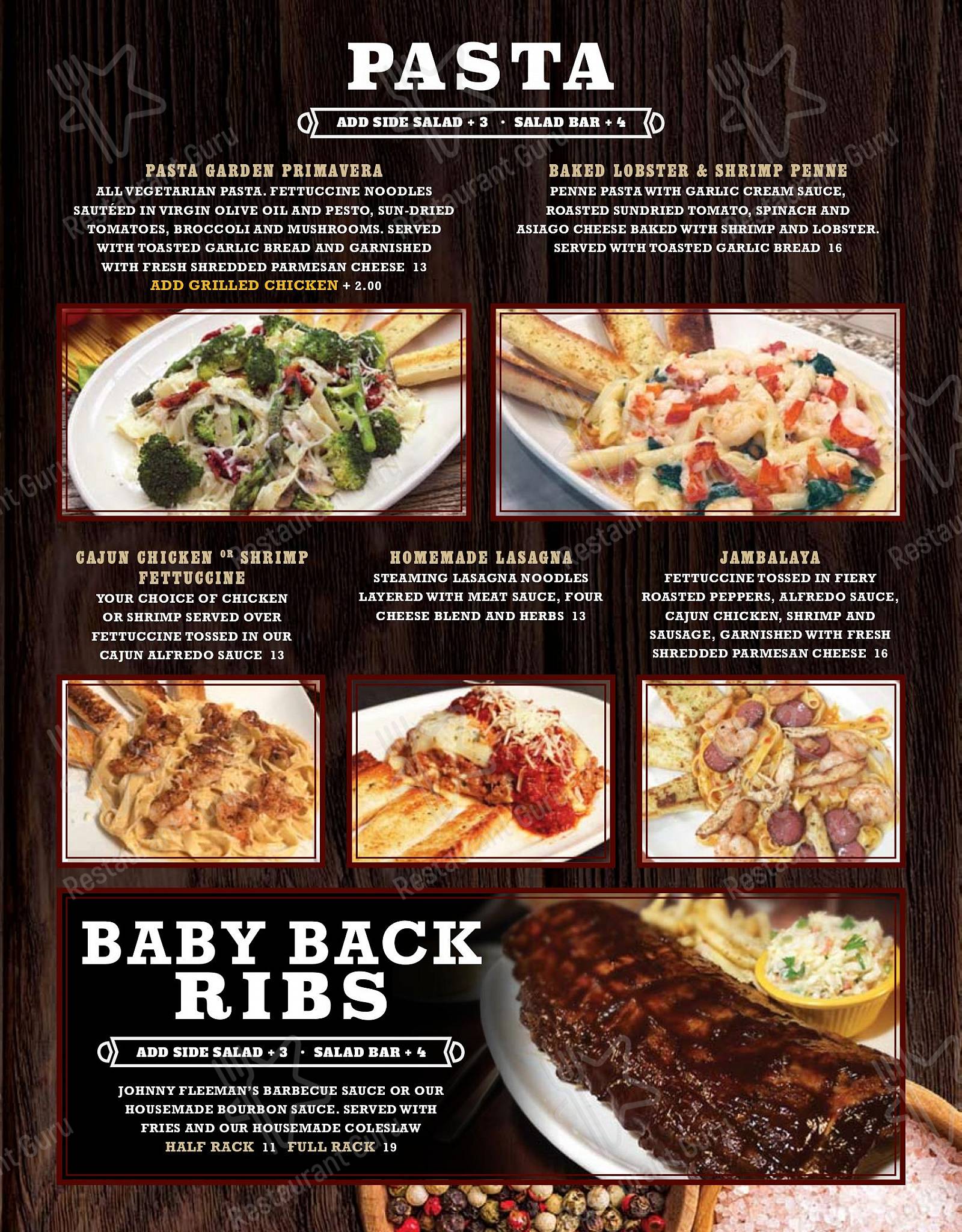 Menu at Legends Steakhouse, Smyrna