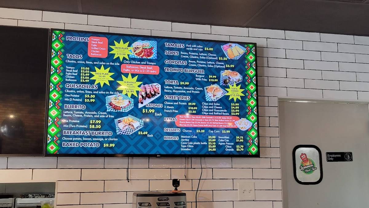 Menu at Lemmon Street Tacos Taqueria restaurant, Dallas