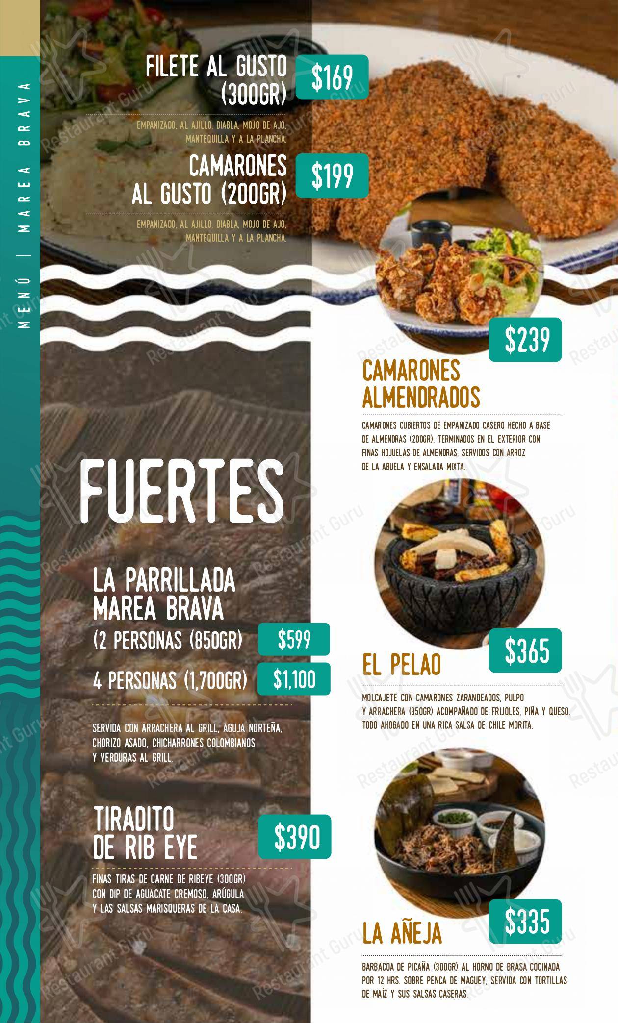 Carta del restaurante Marea Brava, Leon