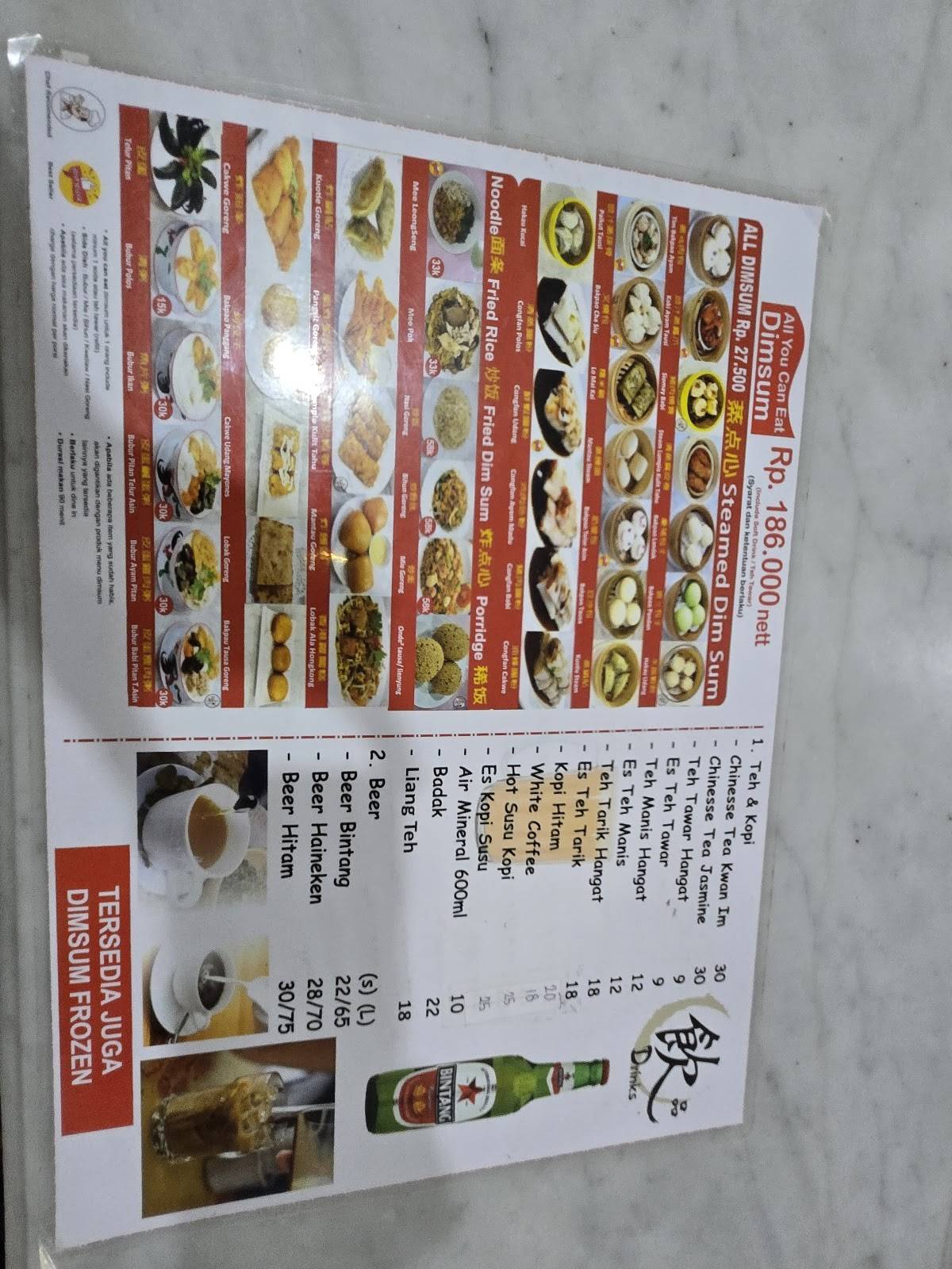 Menu at Leong Seng Kitchen restaurant, Jakarta