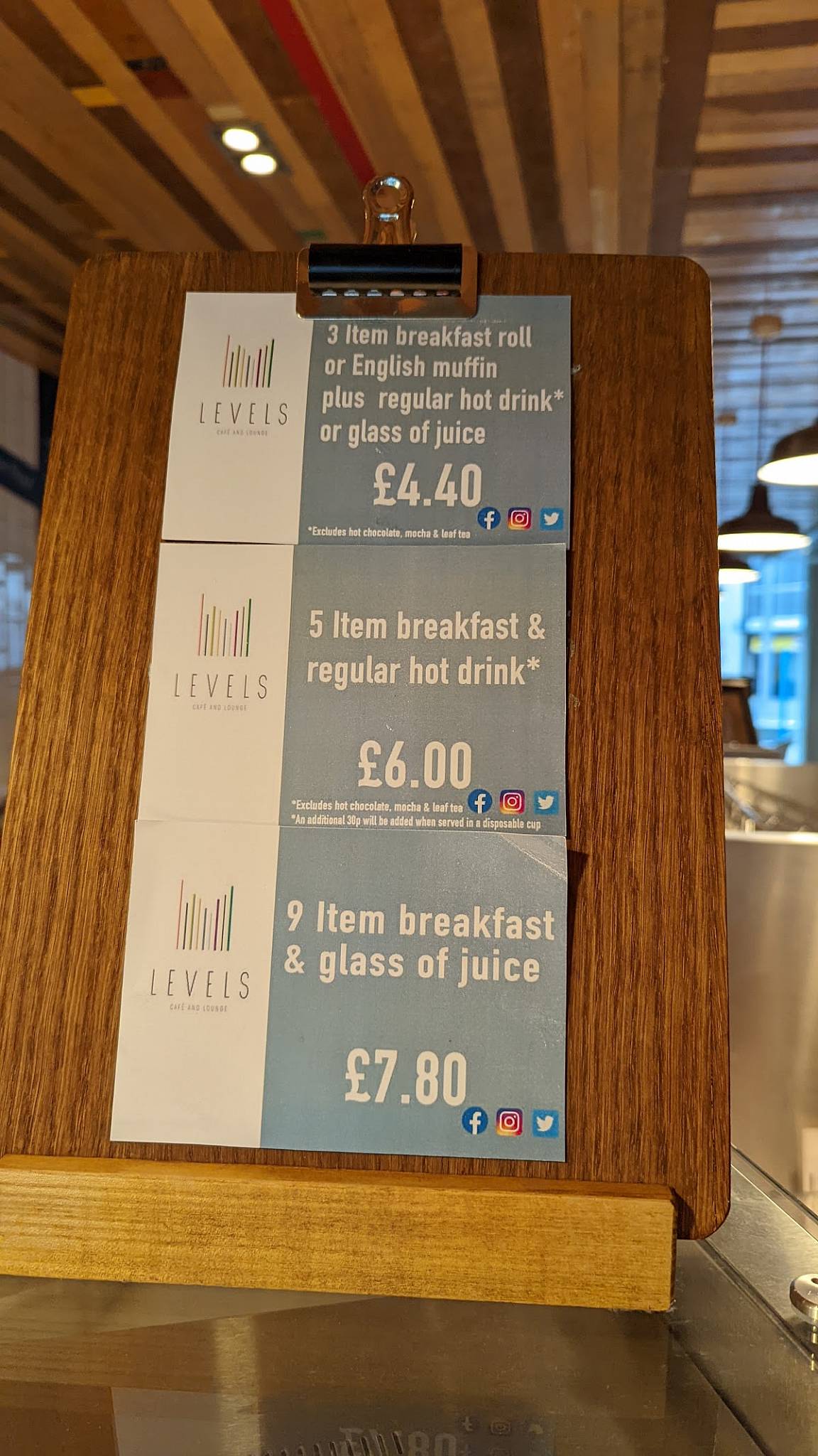 Menu at Levels Cafe & Lounge, Edinburgh