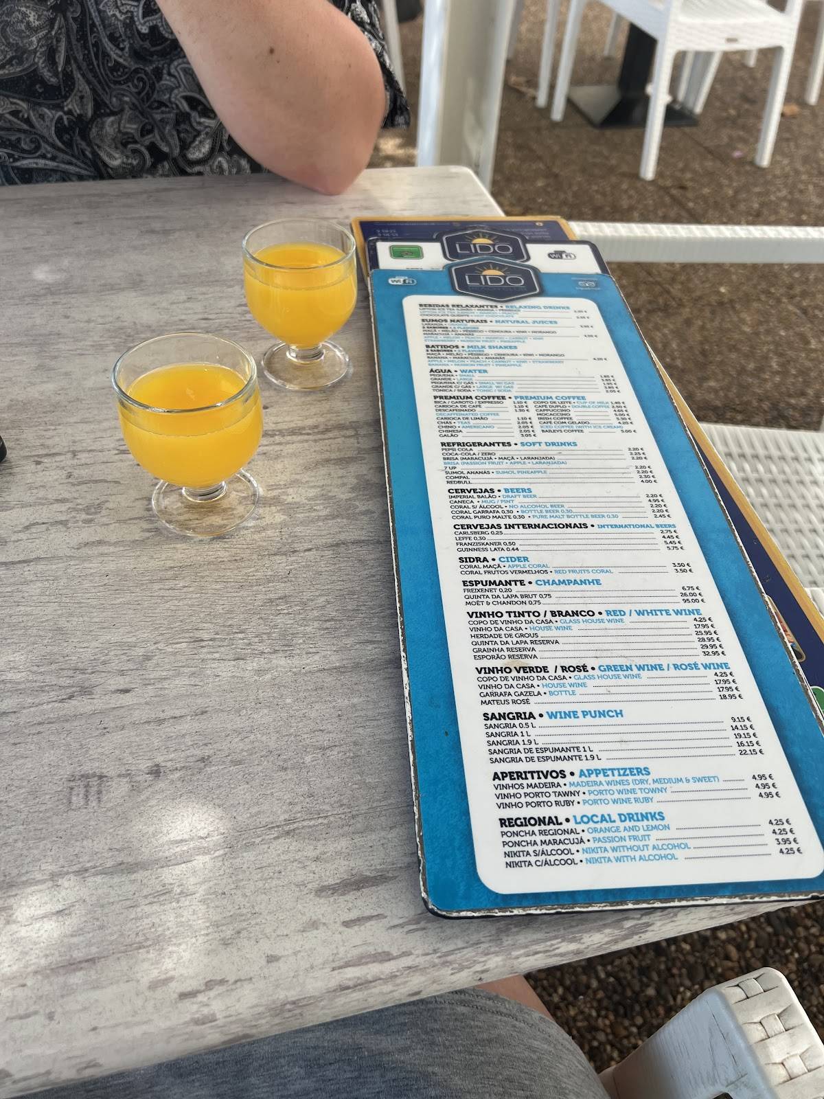 Menu em Lido Beach Club, Funchal