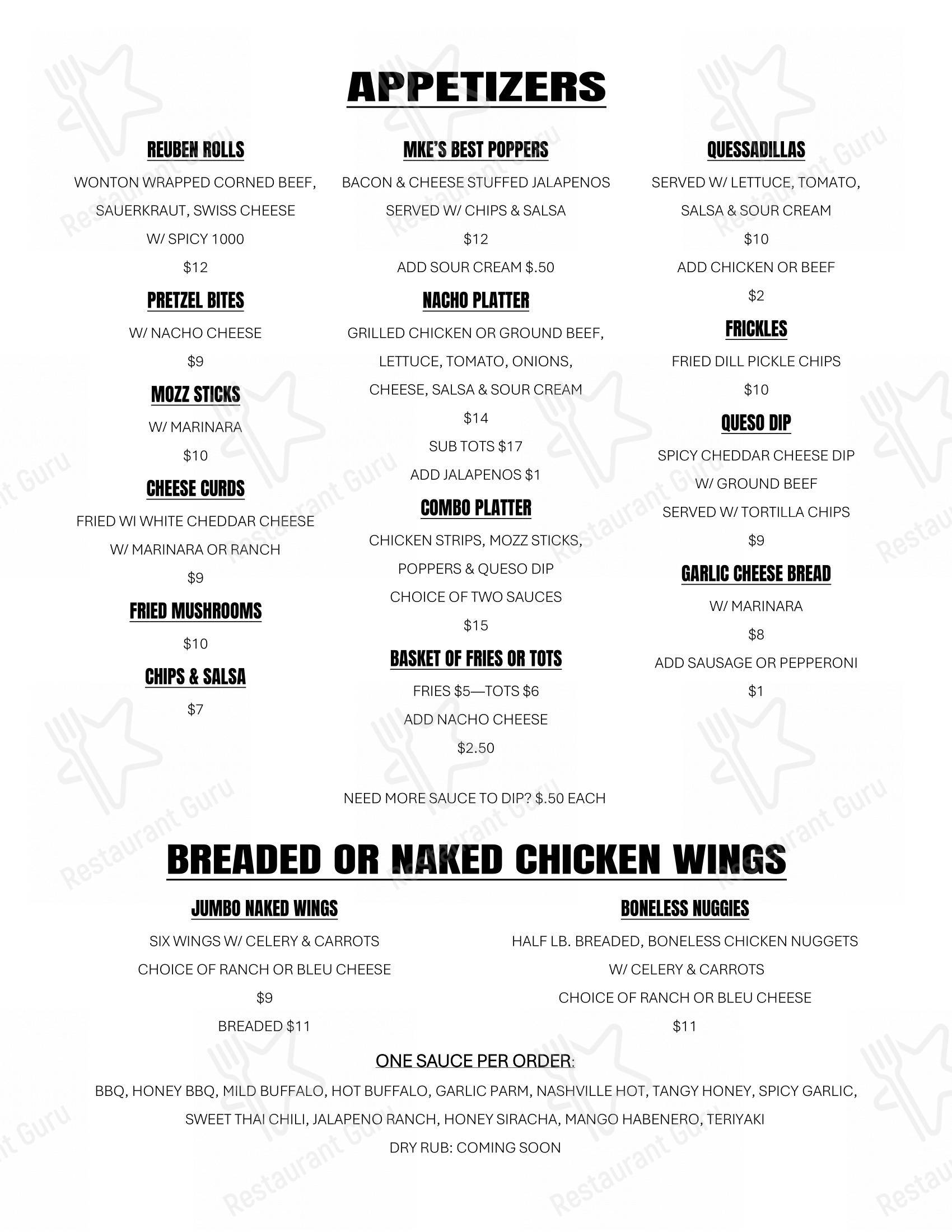 Menu at Light Palace Pub & Grill, Cudahy, S Packard Ave