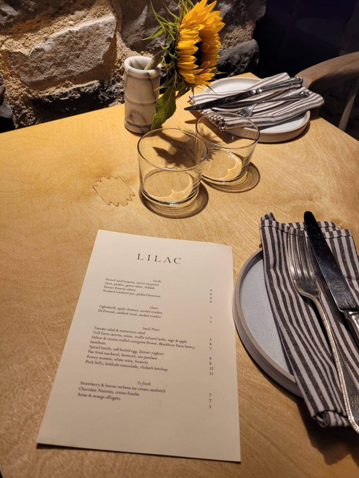 Menu at Lilac Restaurant & Wine Bar, Lyme Regis