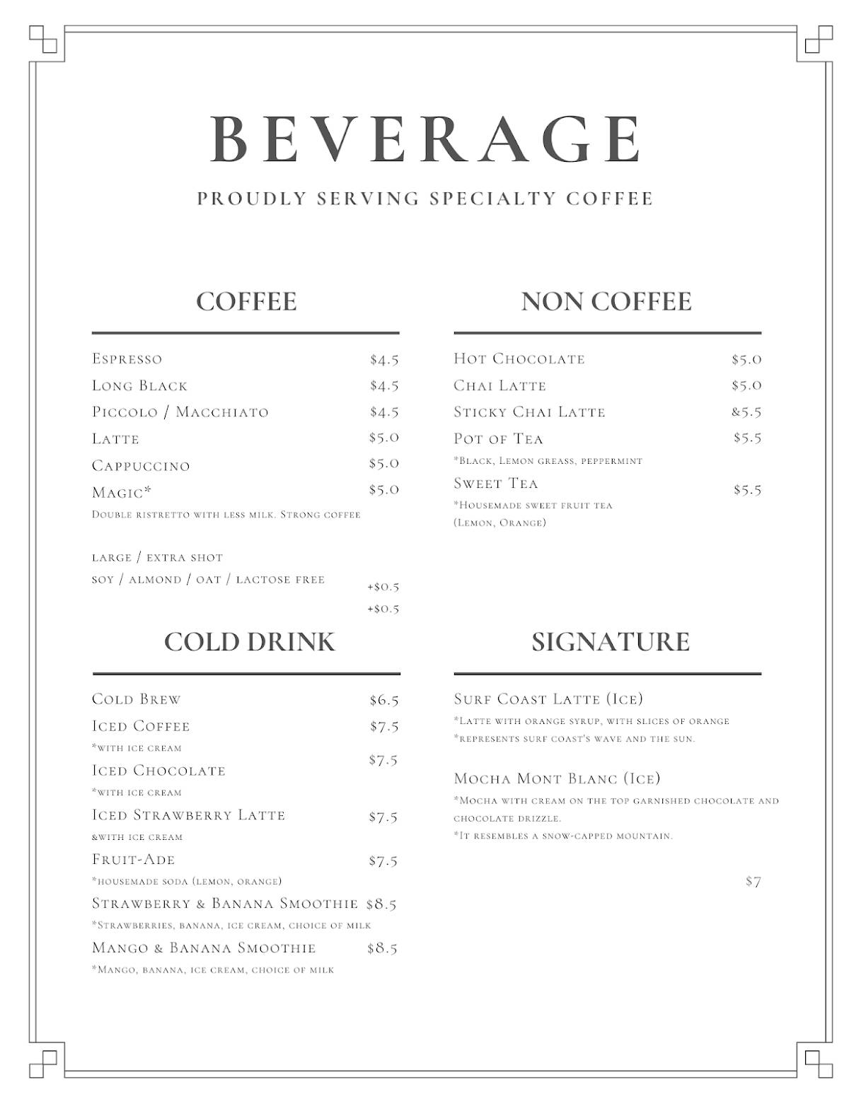 Menu at Line Up Coffee cafe, Newtown