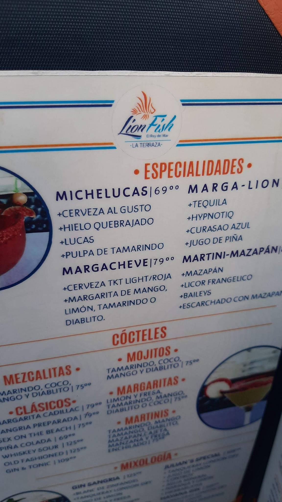 Carta del restaurante Lion Fish - La Terraza, Tijuana, P.º del Río 6672-C