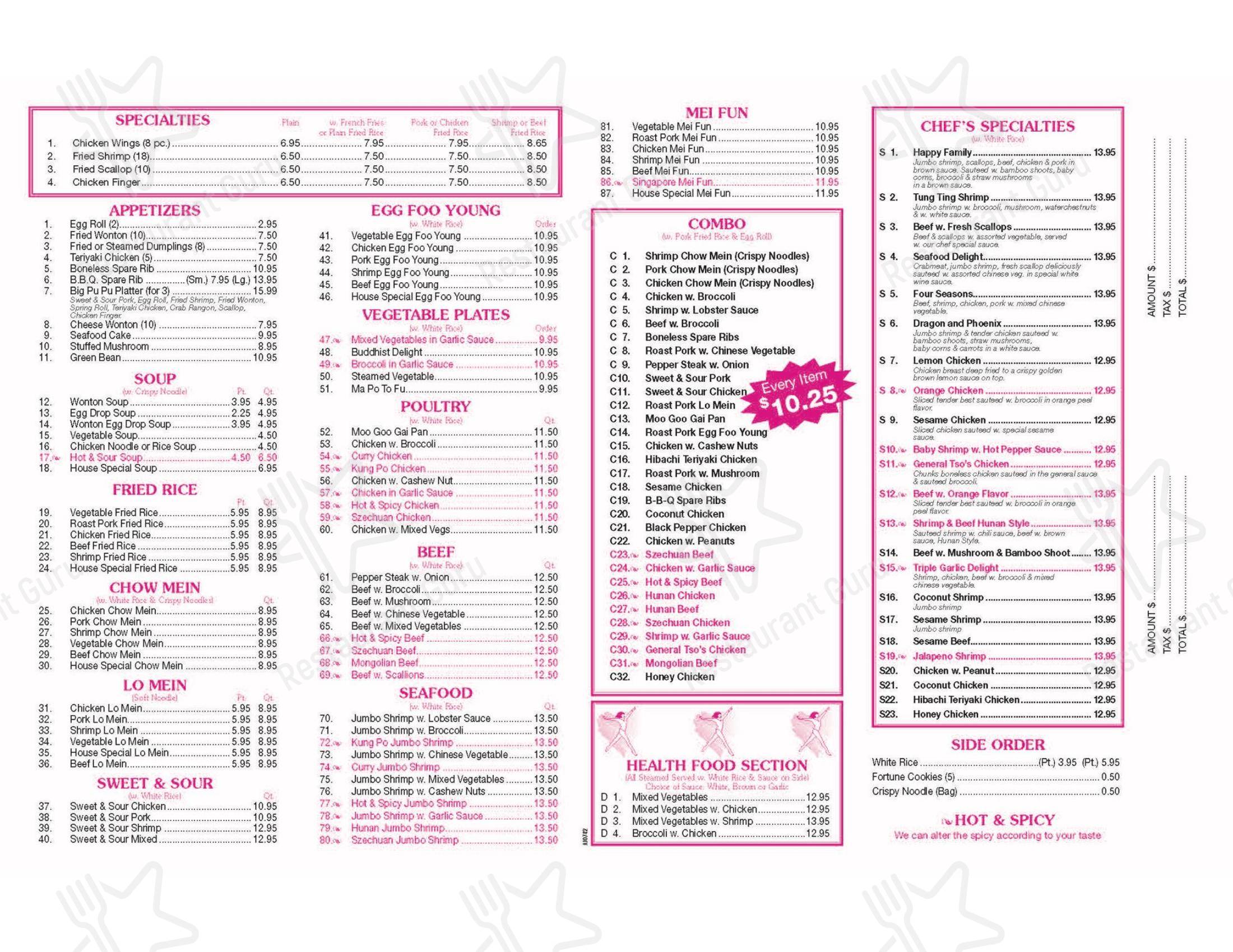 Carta del restaurante Li's Hot Wok Chinese Buffet, Freeport