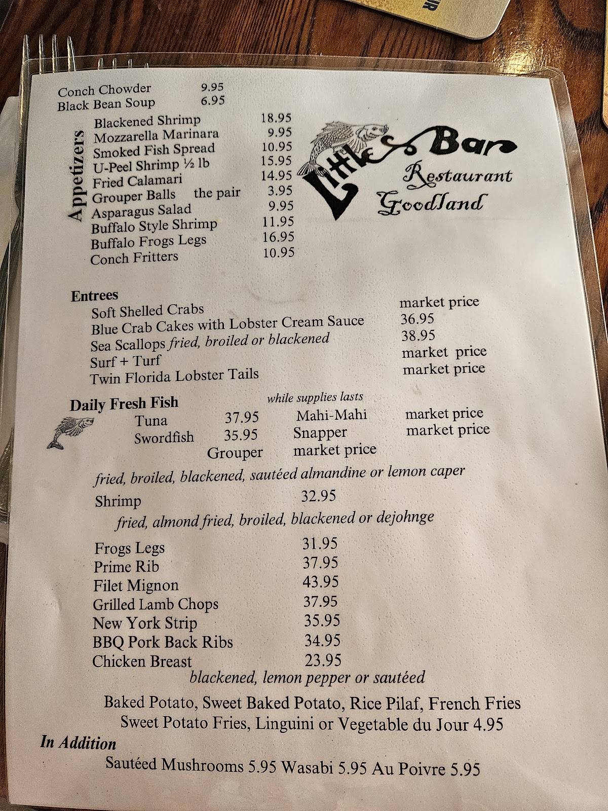 Menu at Little Bar Restaurant, Goodland