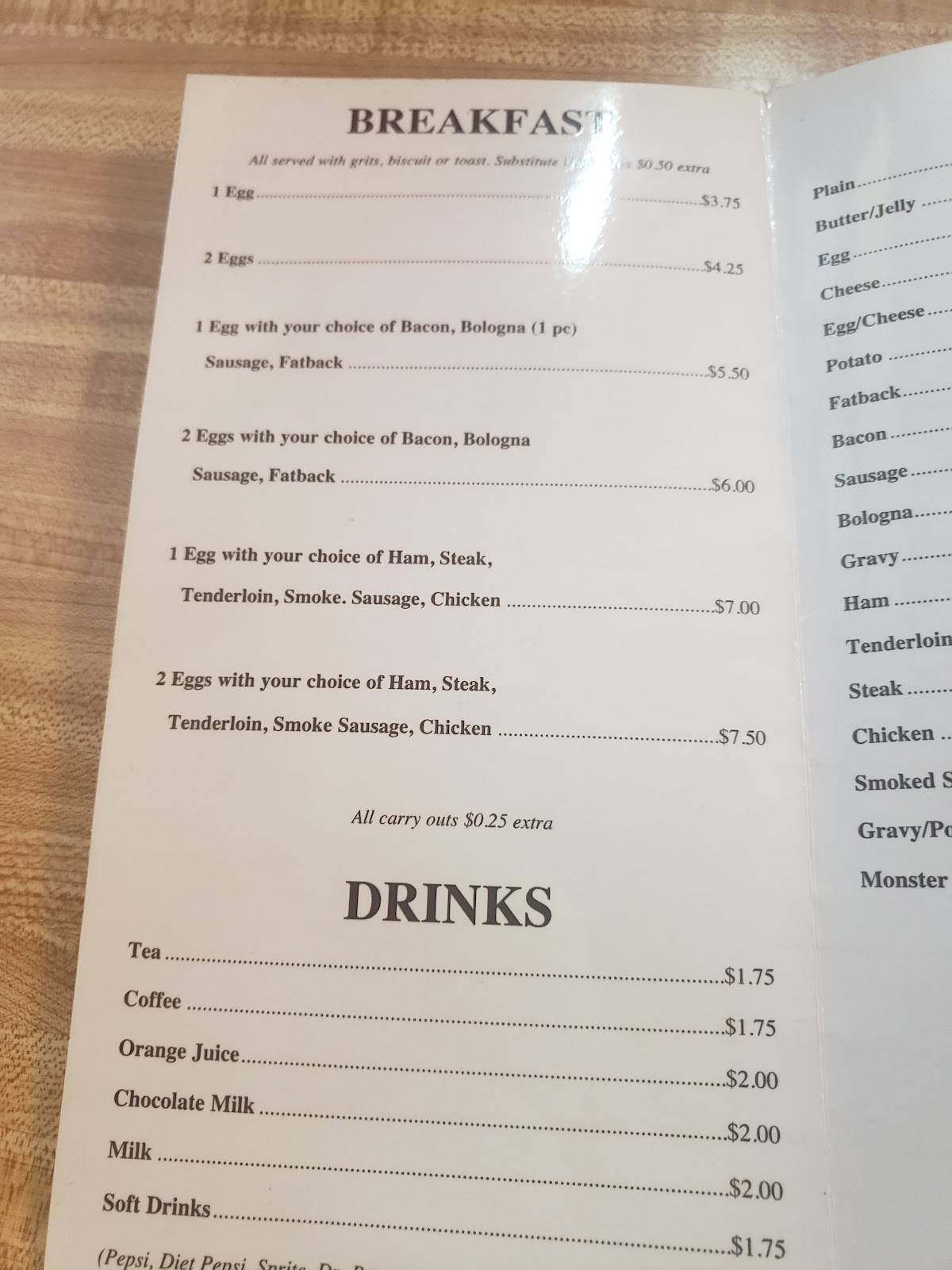 Menu at Little Biscuit Barn, Honea Path