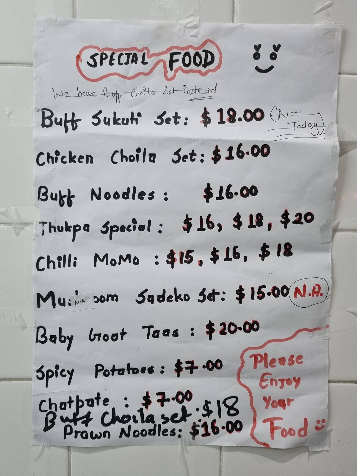 Menu at Little Magic Momo restaurant, Wembley