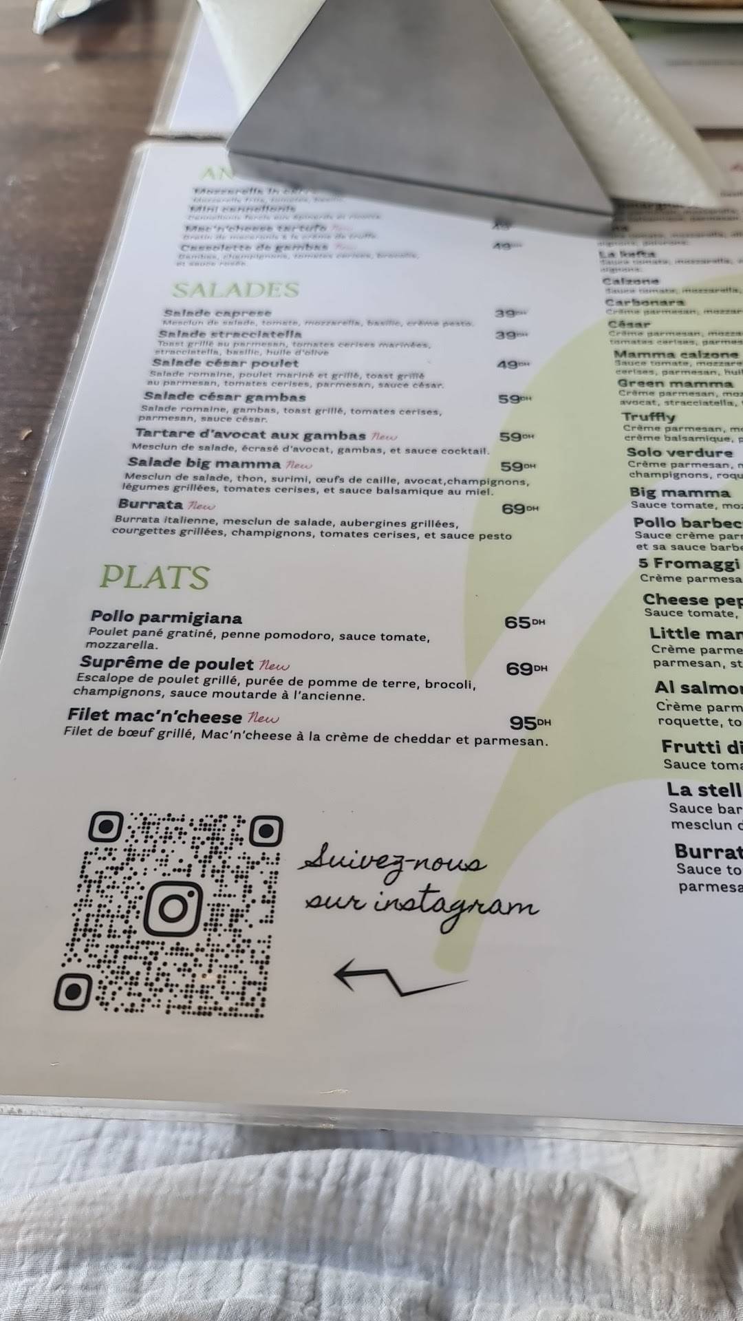 Menu au Little Mamma Centre Ville restaurant, Rabat