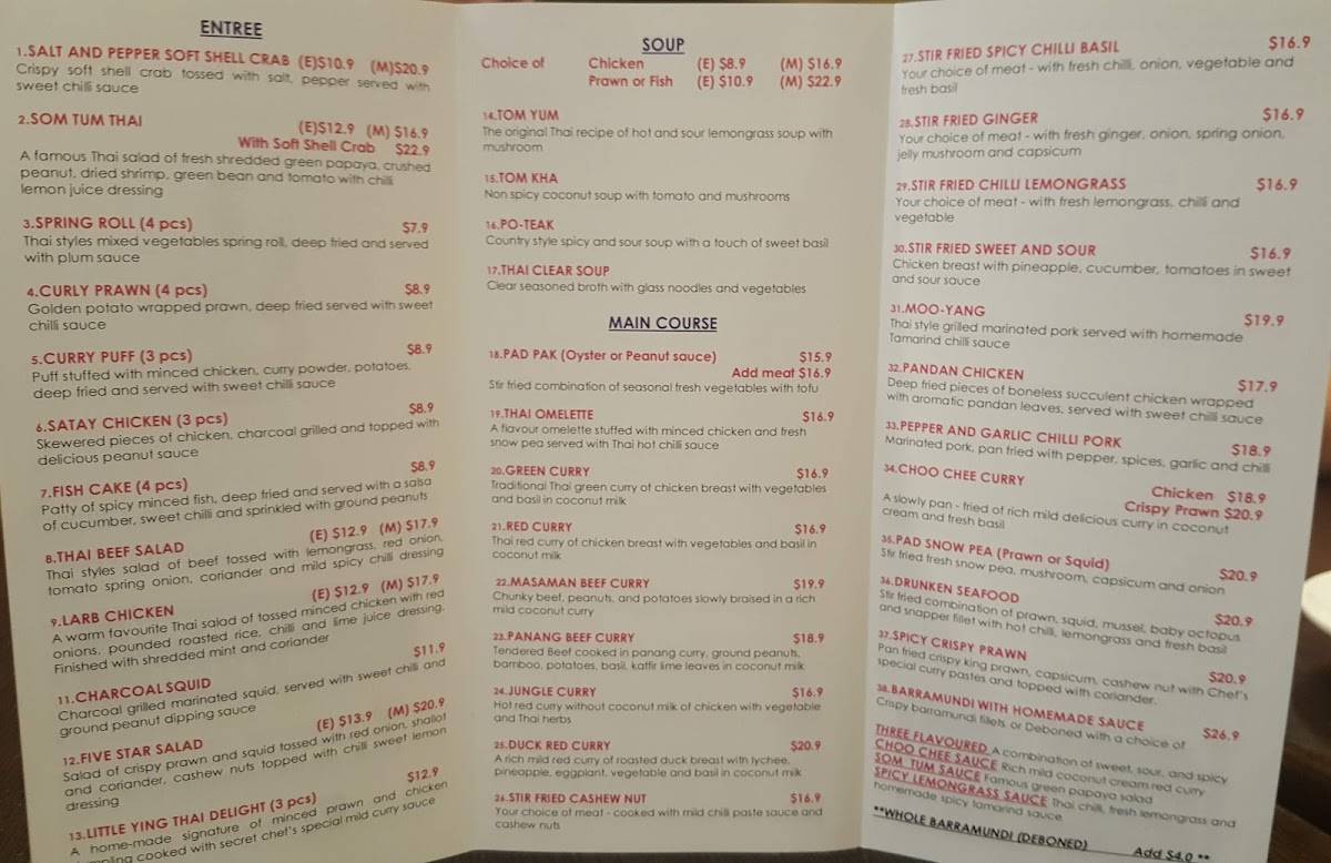 Menu at Little Ying Thai restaurant, East Victoria Park, Unit 3/895 ...