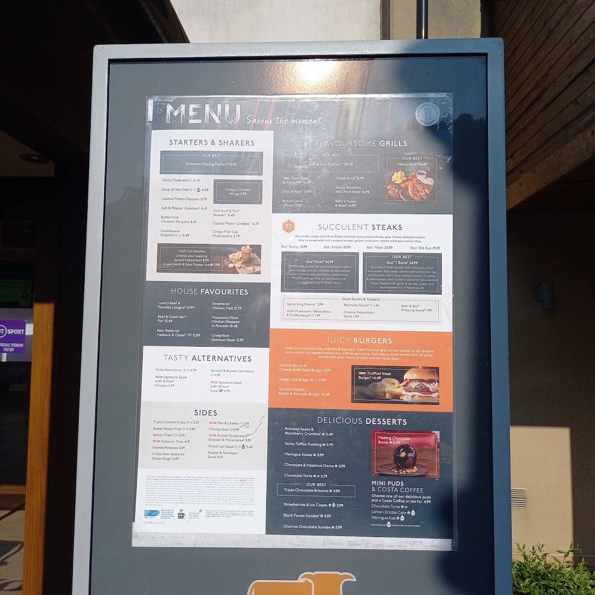 Menu at The Longbow Beefeater steakhouse, Llantrisant