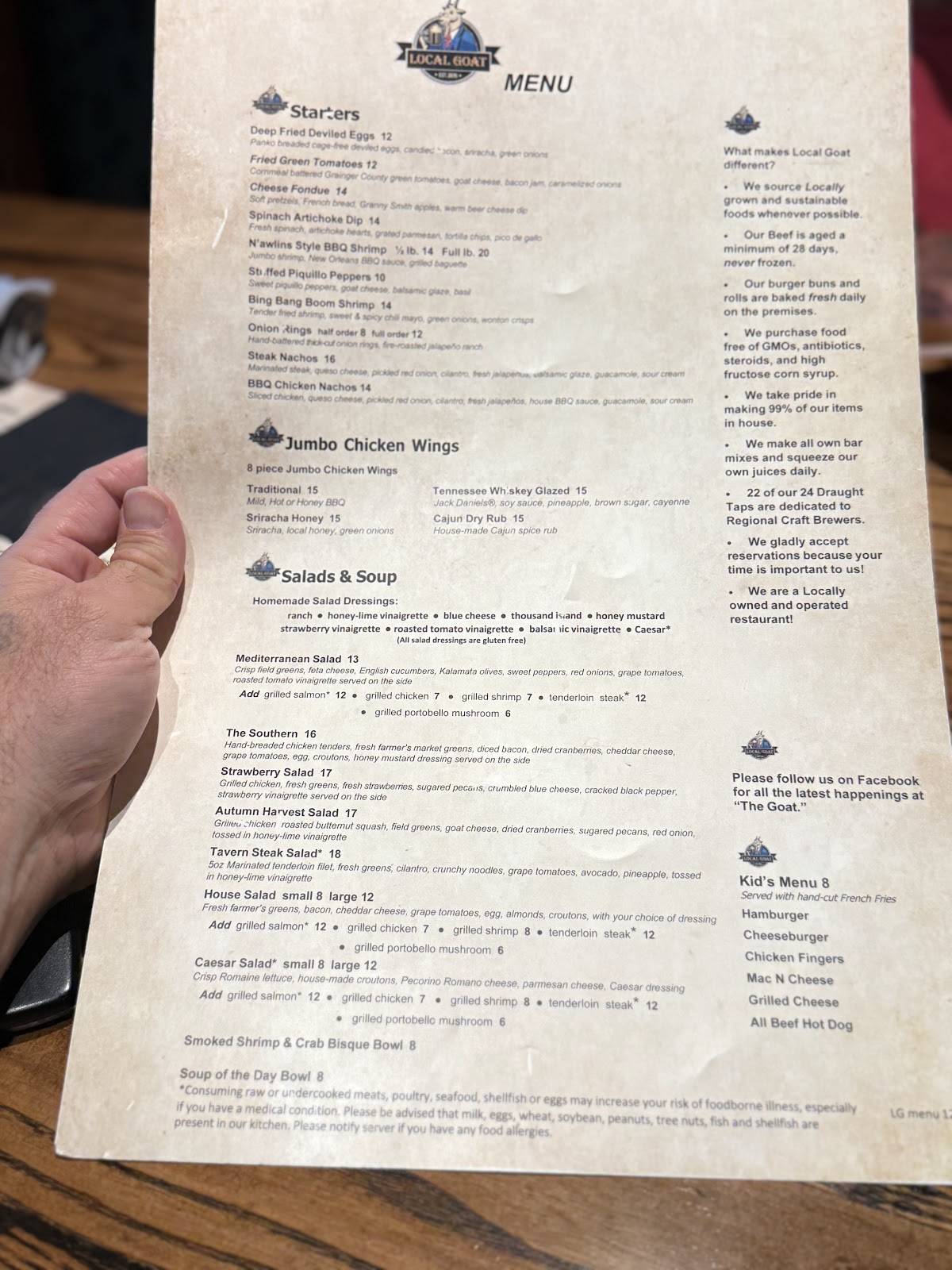 Menu at Local Goat - New American Restaurant Pigeon Forge, Pigeon Forge