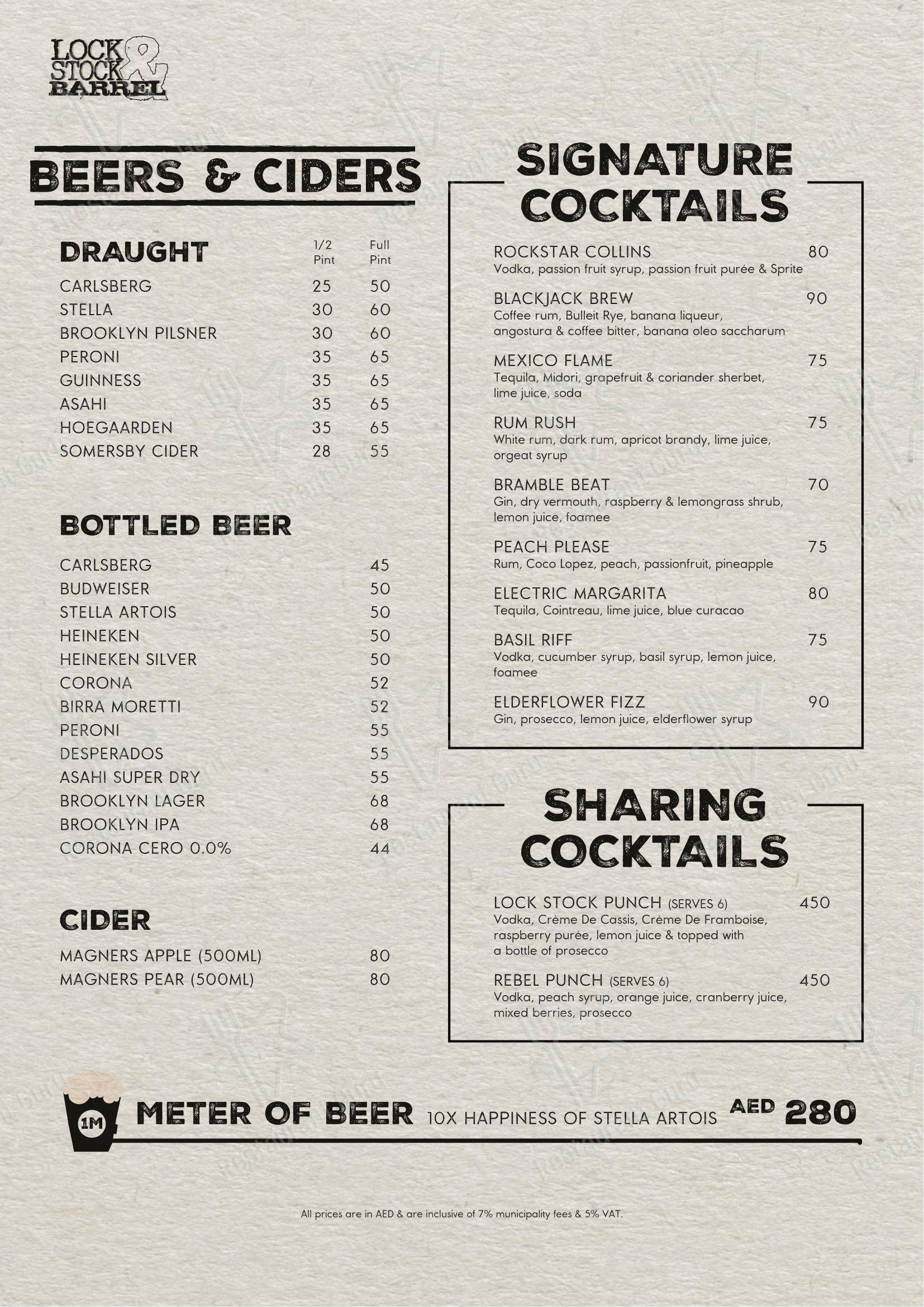 Carta de Lock, Stock & Barrel JBR, Dubai, Rixos Premium JBR - The Walk