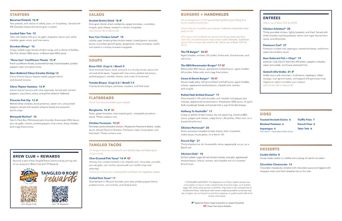Menu at Lock & Mule by Tangled Roots Brewing Company pub & bar, Lockport