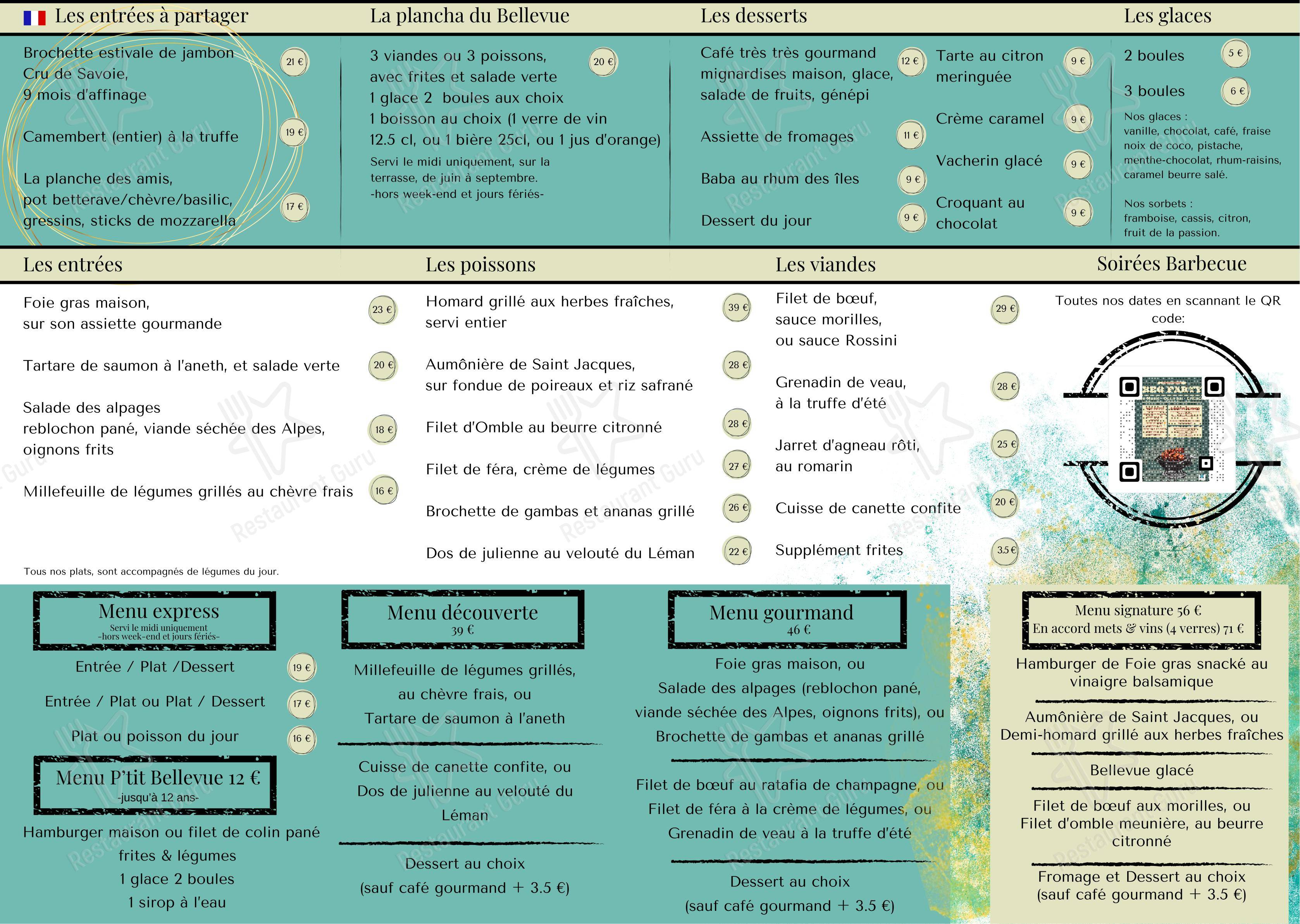 Menu au Logis Hôtel Bellevue restaurant, Trévignin