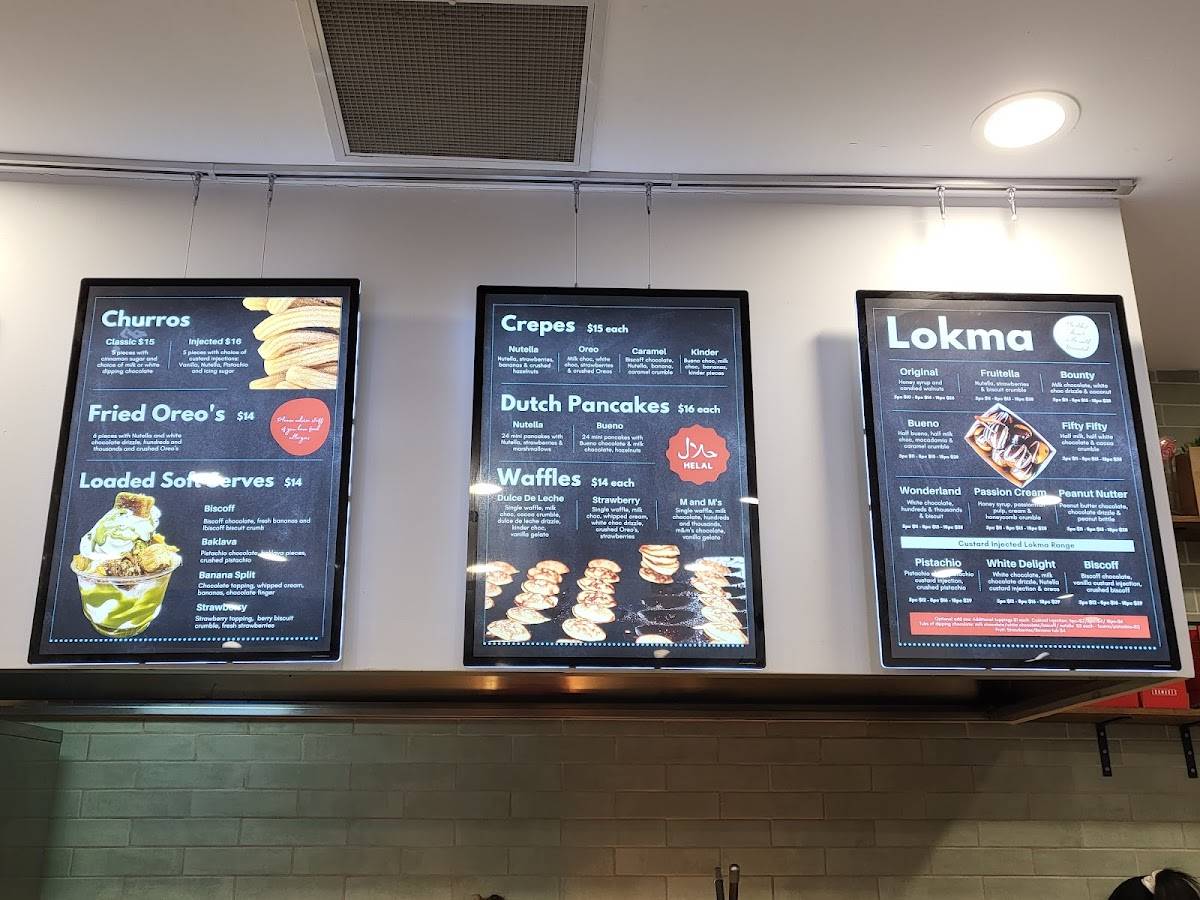 Menu at Lokmades desserts, Sefton