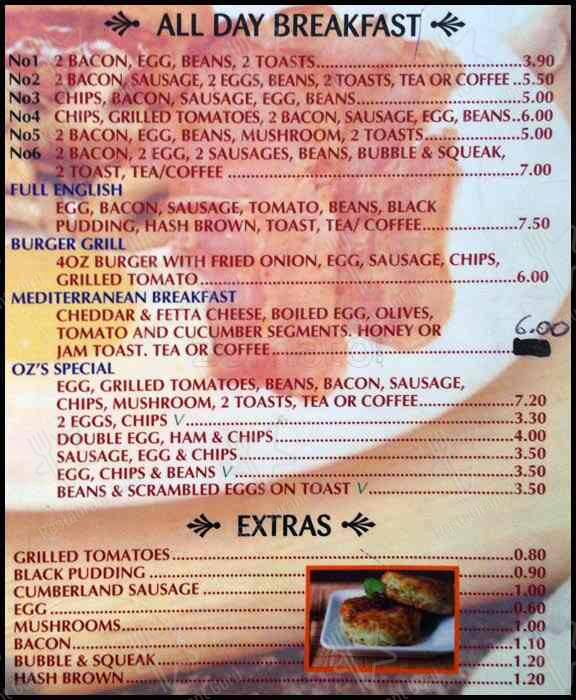 Menu at Cafe Plaka, London