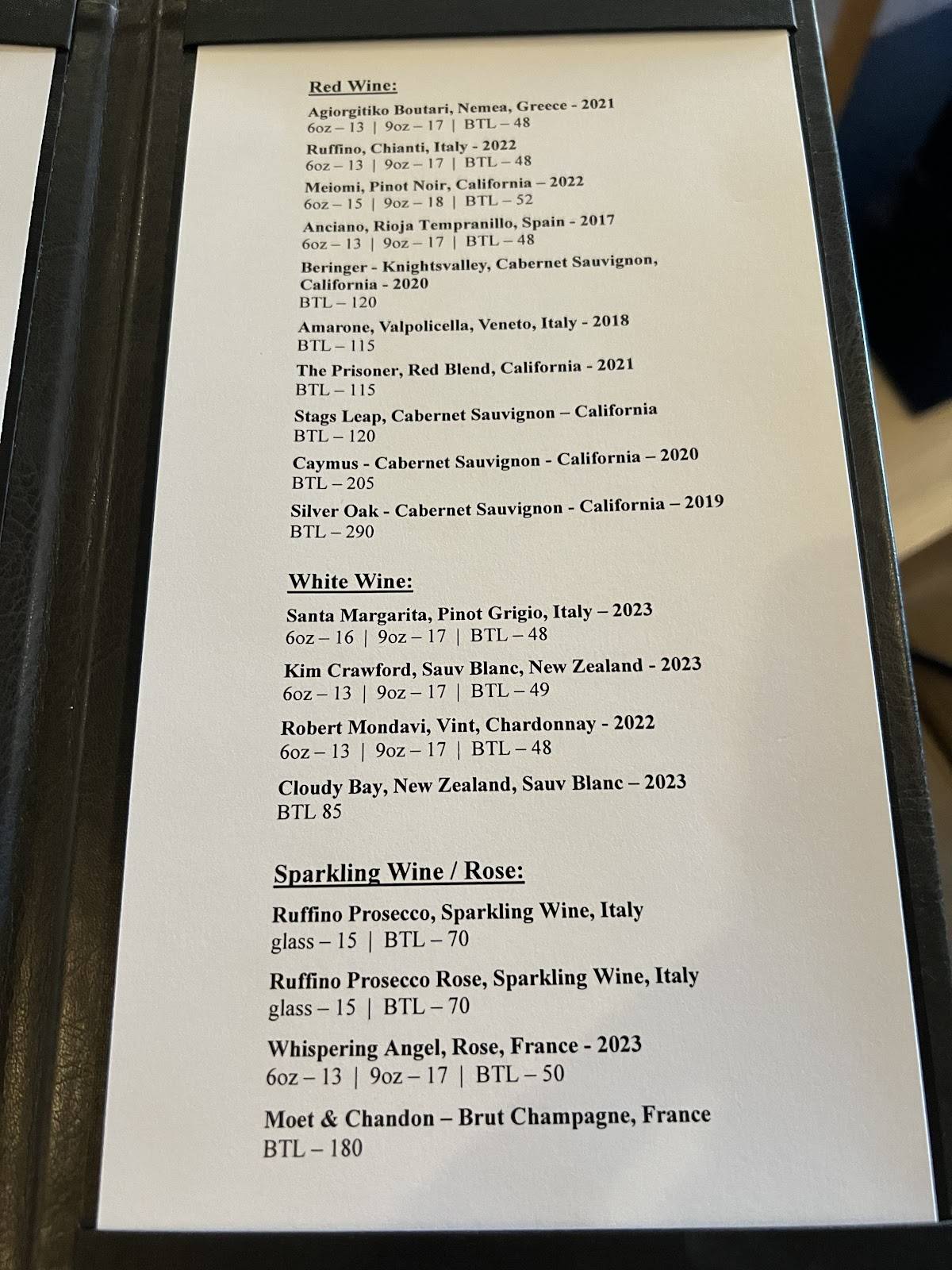 Menu at Dimi's Greek House restaurant, London