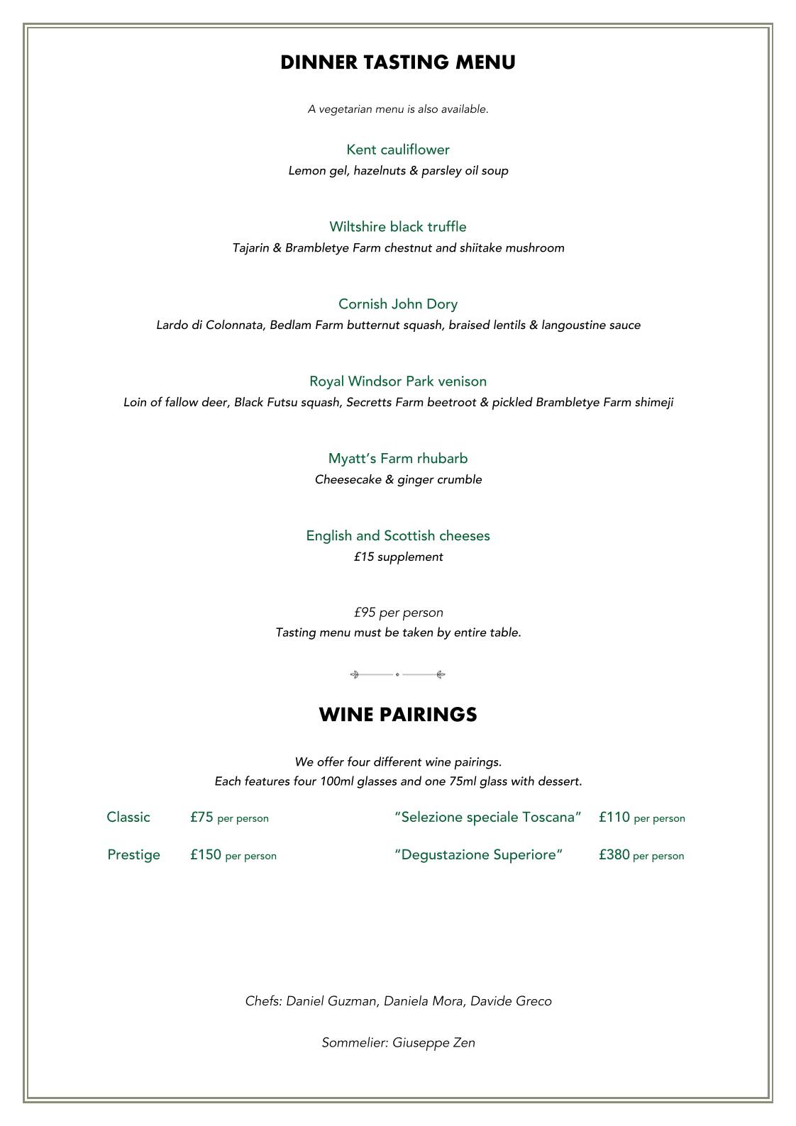 Menu at Doppo restaurant, London