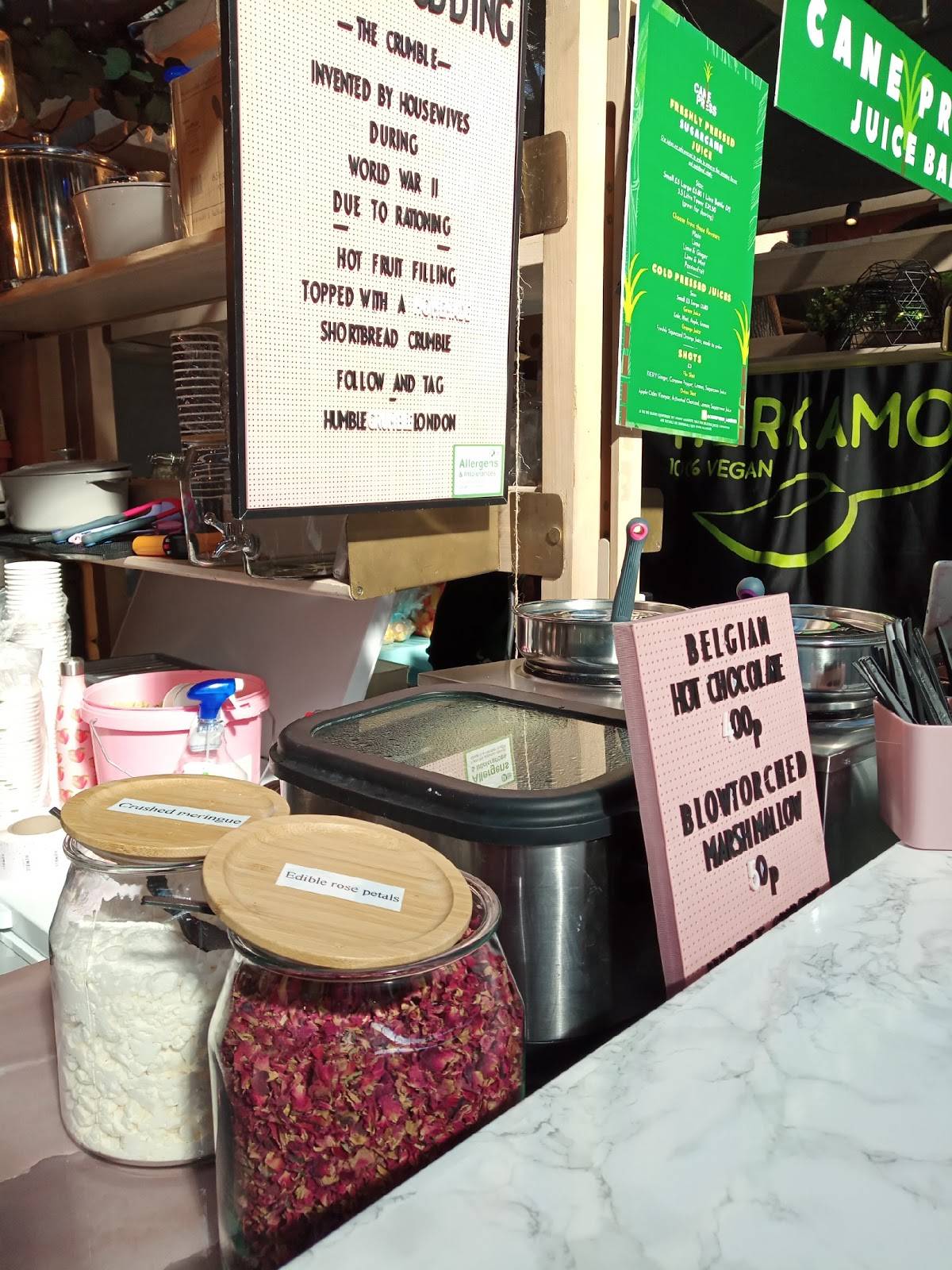 Menu at Humble Crumble restaurant, London, Old Spitalfields Market