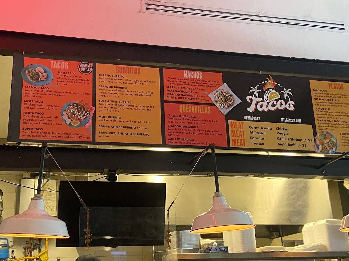 Menu at Long Beach Tacos restaurant, Los Angeles